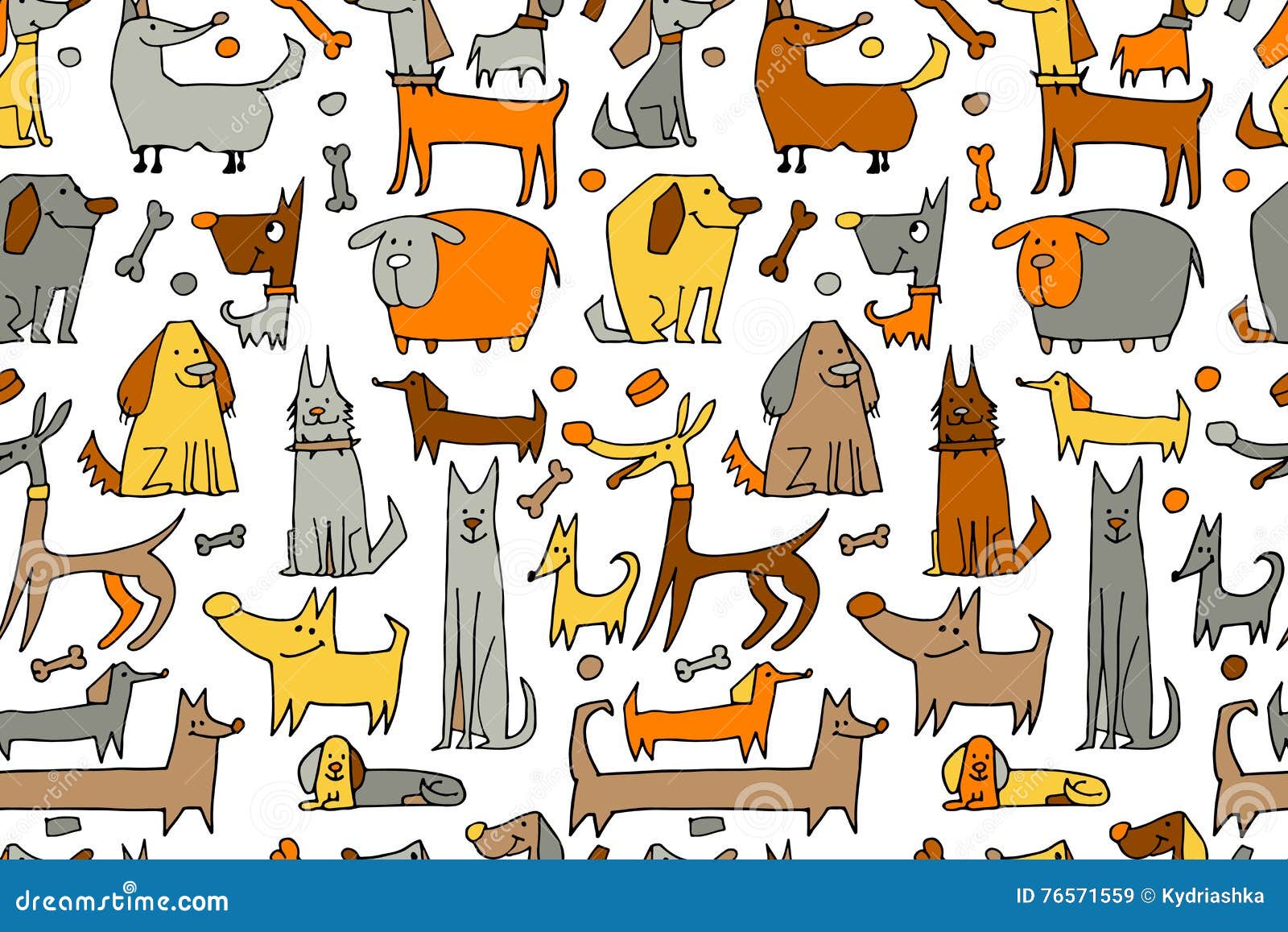 Funny Dogs Collection, Seamless Pattern for Your Design Stock Vector ...
