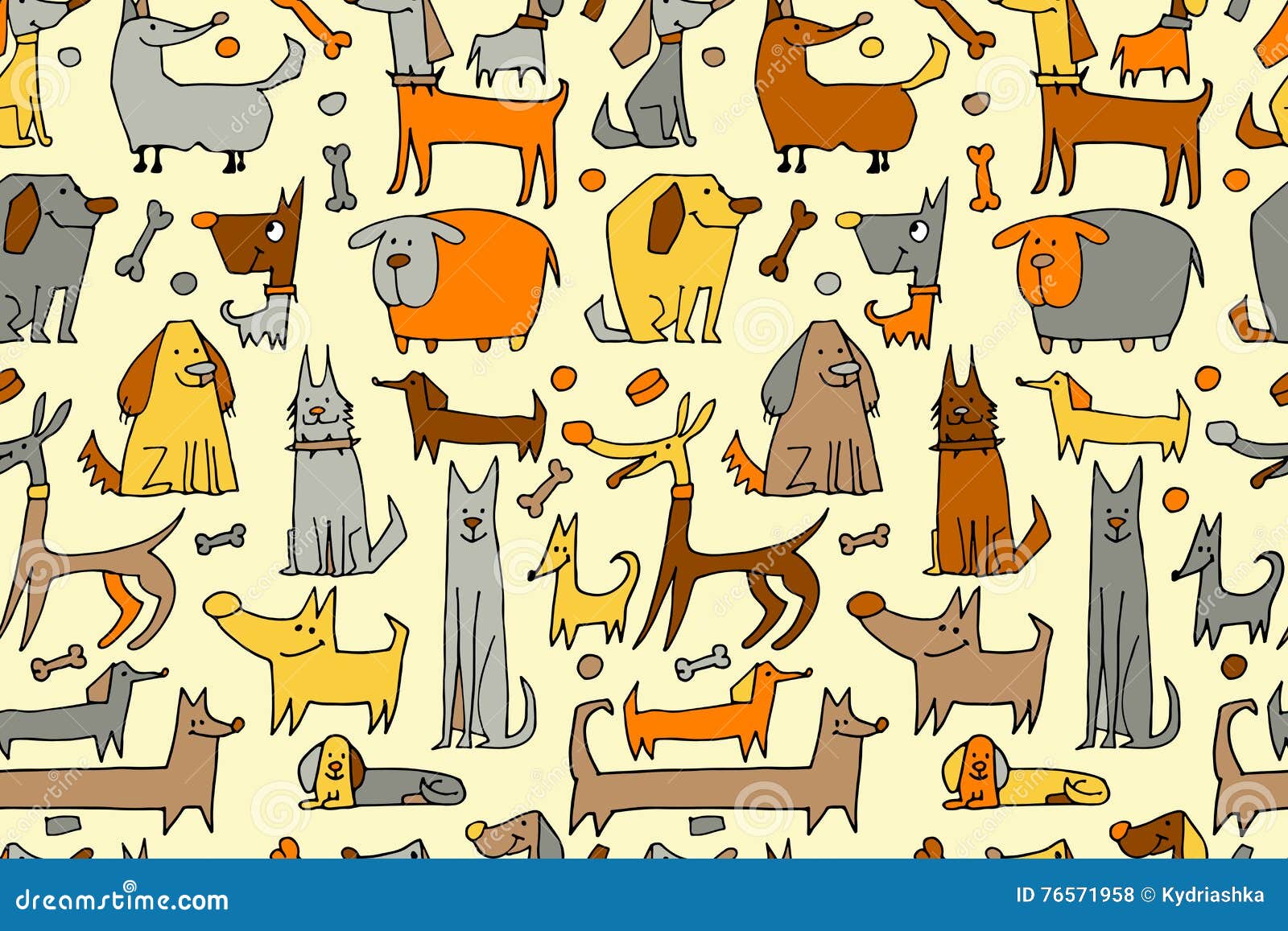 Funny Dogs Collection, Seamless Pattern for Your Design Stock Vector ...