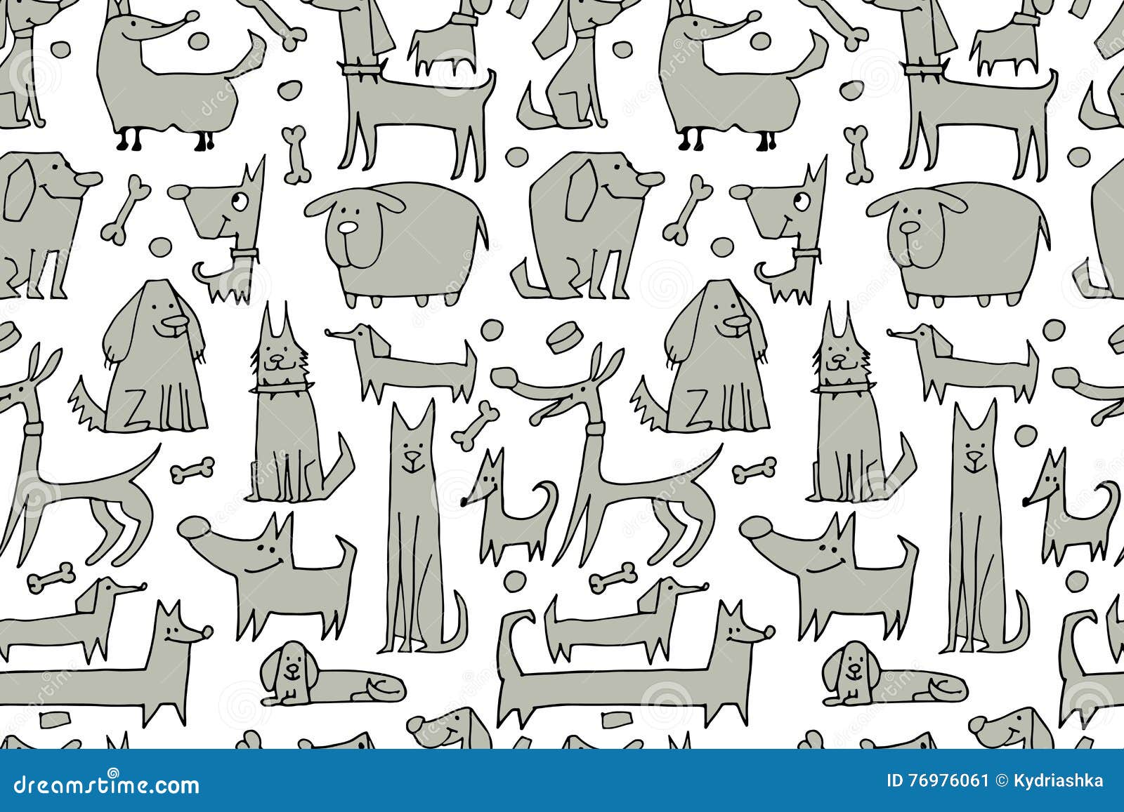 Funny Dogs Collection, Seamless Pattern for Your Design Stock Vector ...