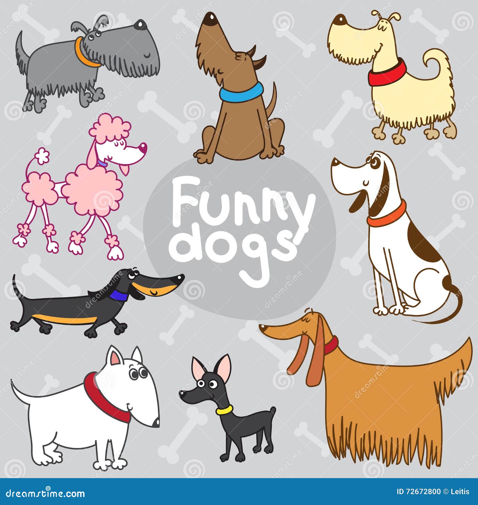 Funny dogs stock vector. Illustration of cartoon, doggy - 72672800