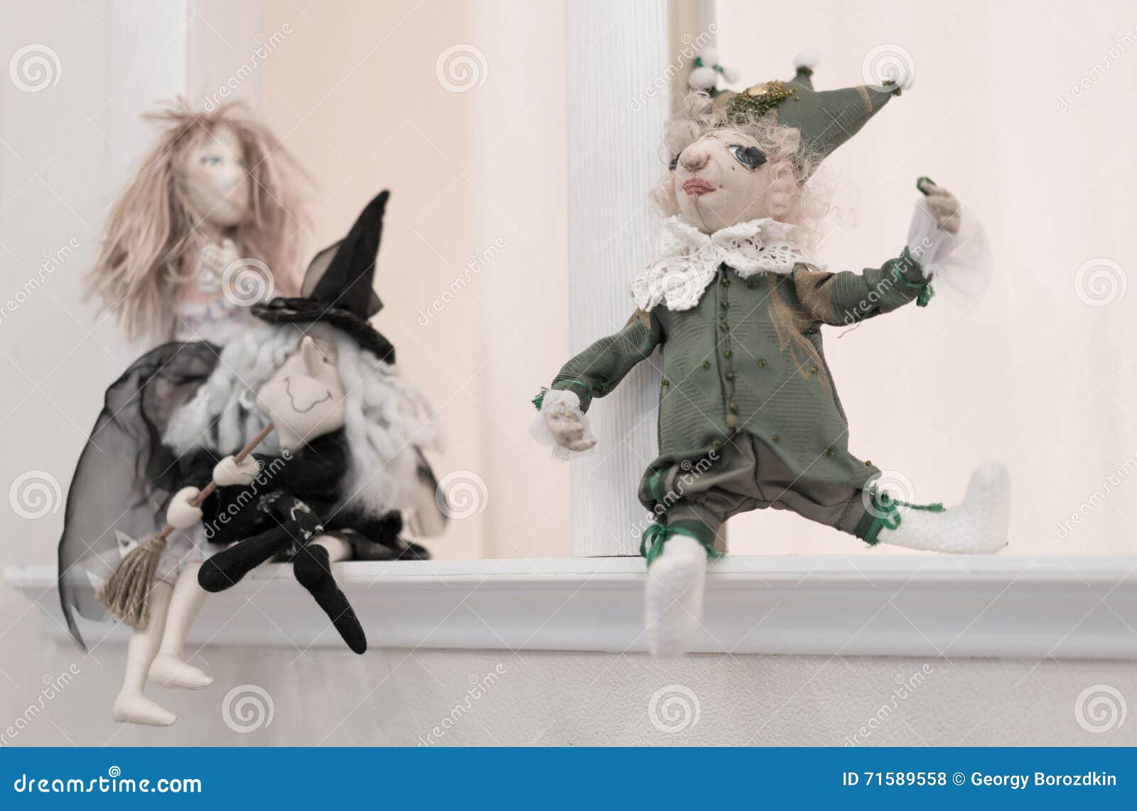 Funny Doll Sitting on the Windowsill. Stock Illustration - Illustration ...