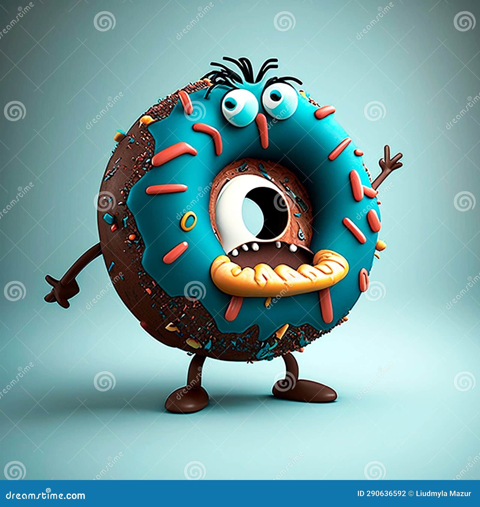 Funny Donut with Eyes and Teeth Stock Illustration - Illustration of ...