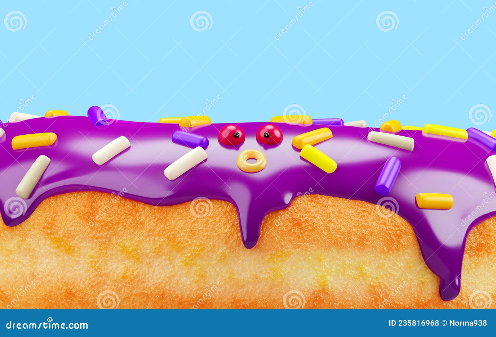 Funny Donut with a Face, 3d Render. Funny Shocked Donut Face, Banner ...