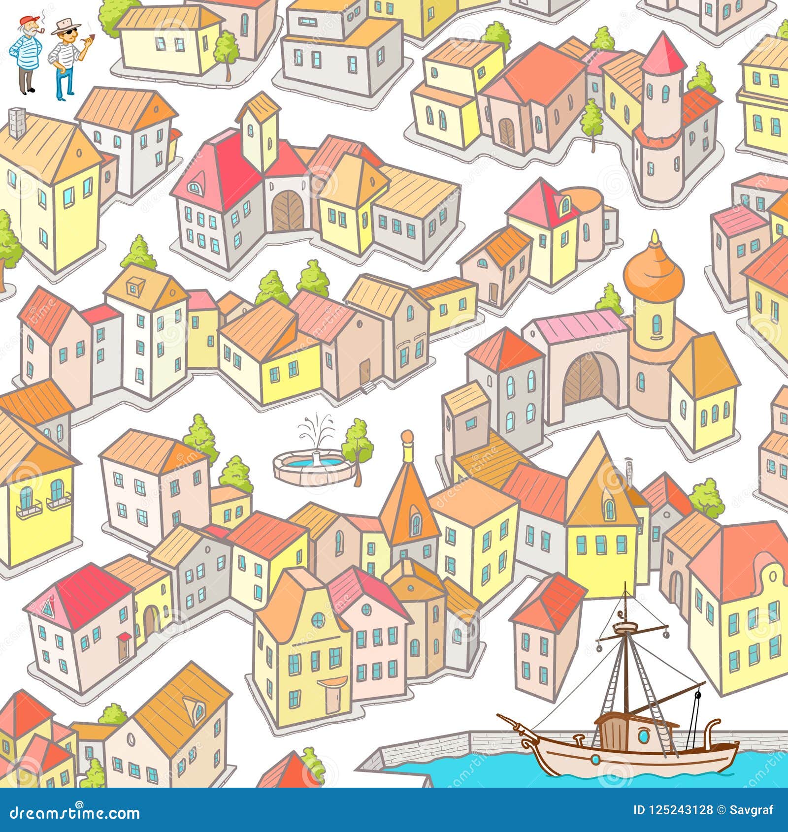Funny Doodle City: Seamless Vector Pattern Stock Vector - Illustration ...