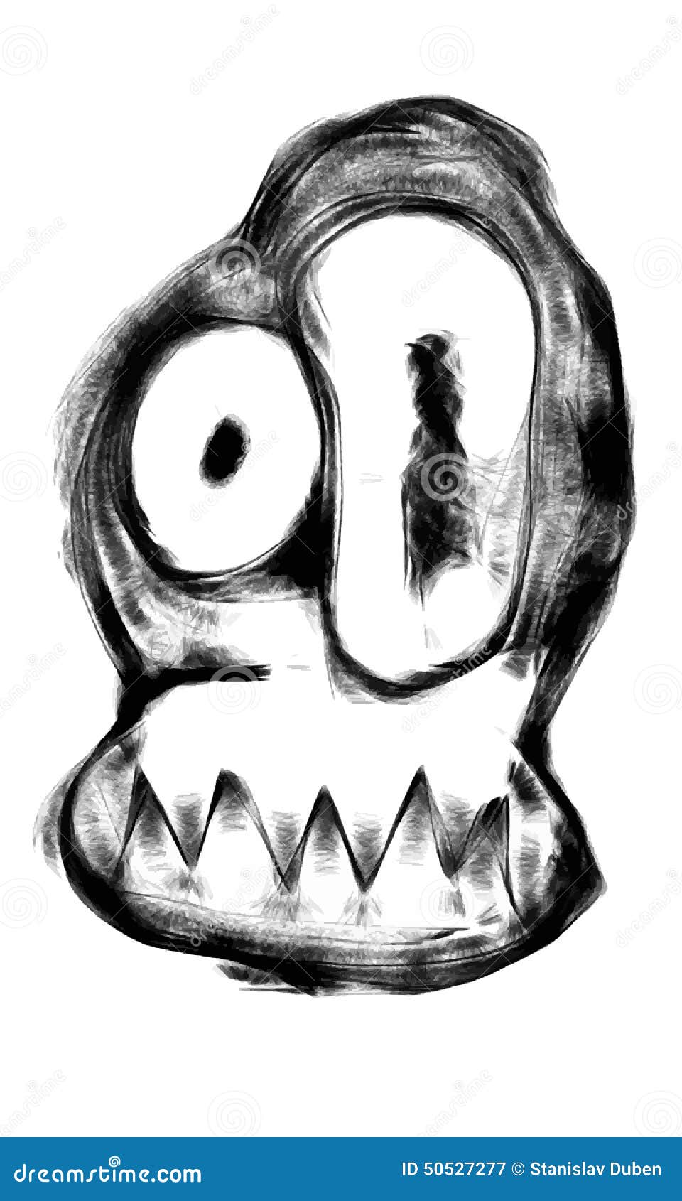 Funny doodle monster stock vector. Illustration of charcoal - 50527277