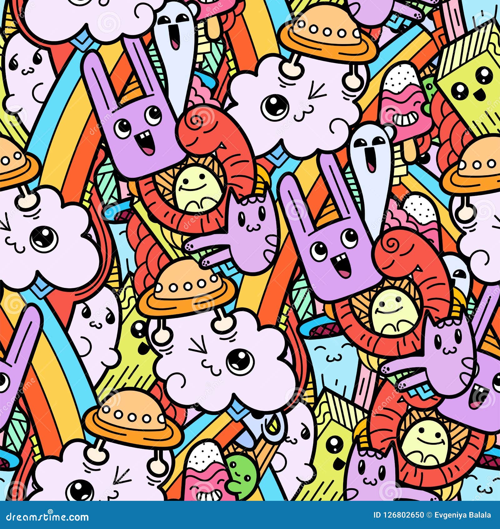 Funny Doodle Monsters Seamless Pattern for Prints, Designs and Coloring ... Funny Doodle Monsters Seamless Pattern for Prints, Designs and Coloring ...