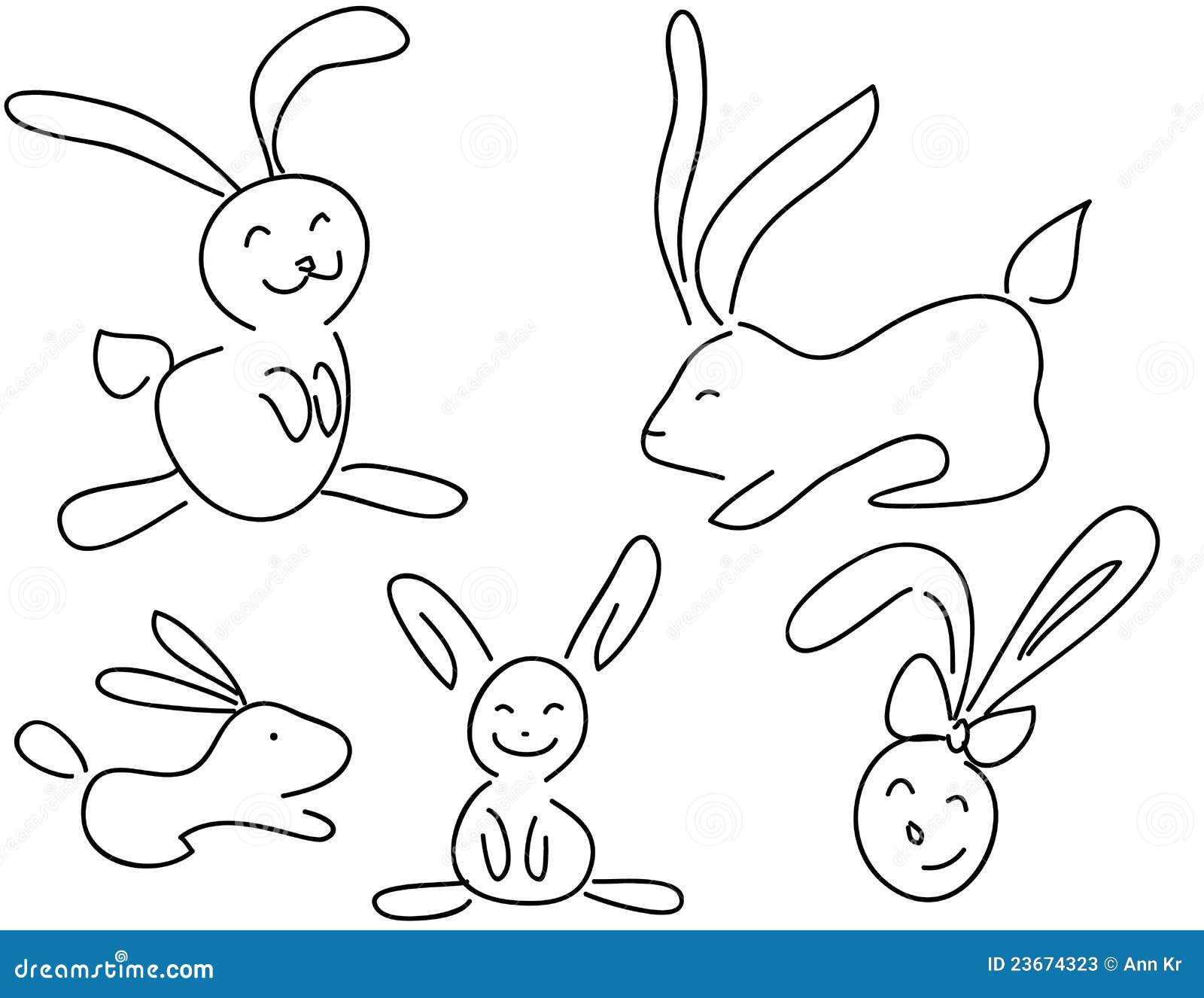 Funny doodle rabbits stock vector. Illustration of face - 23674323