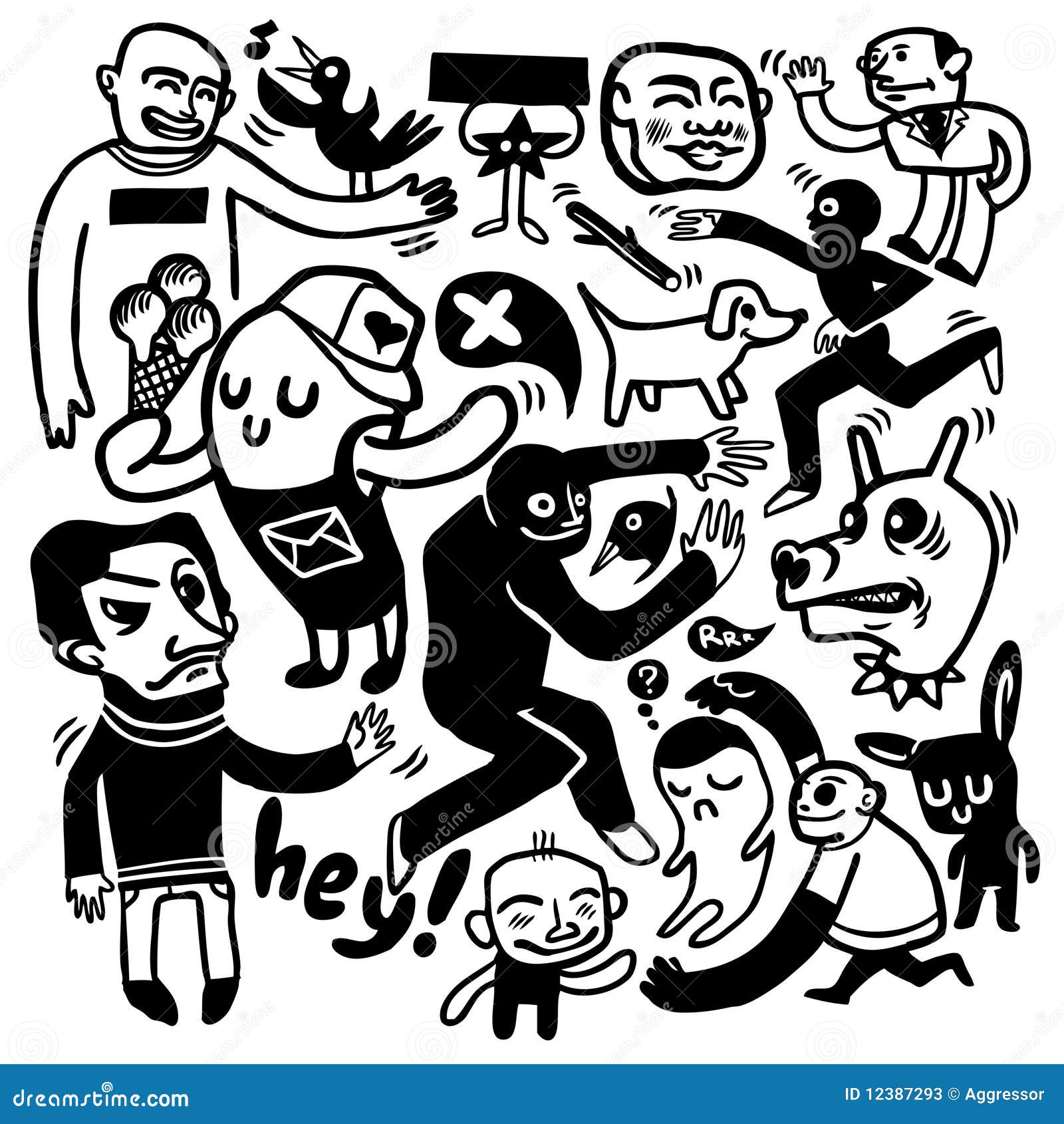 Funny doodles stock vector. Illustration of comic, group - 12387293