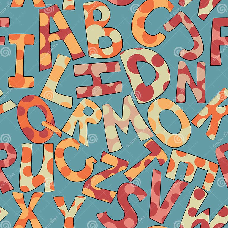 Funny Dotted Letters Seamless Pattern Stock Vector - Illustration of ...