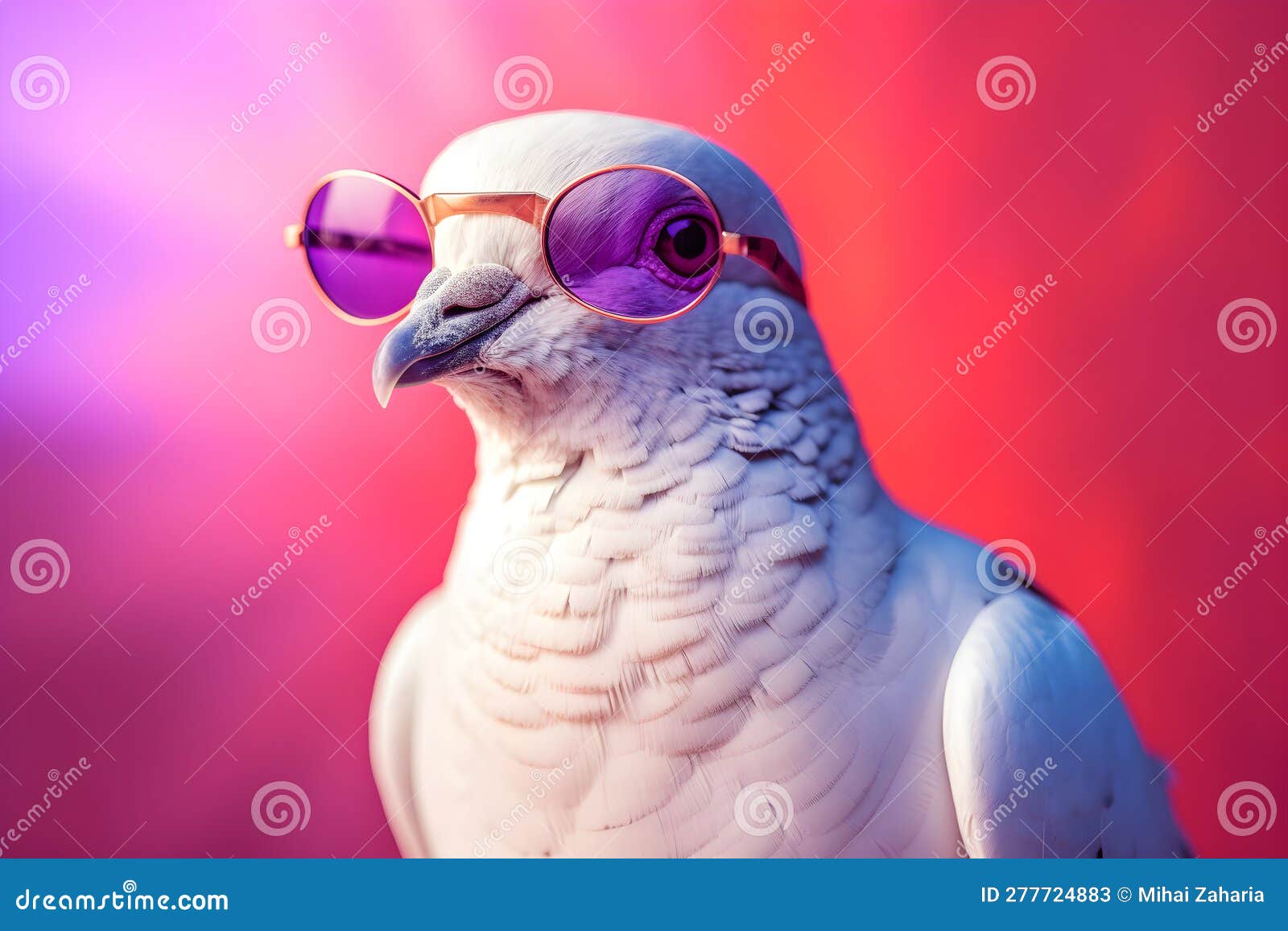Funny Dove Wearing Sunglasses in Studio with a Colorful and Bright ...