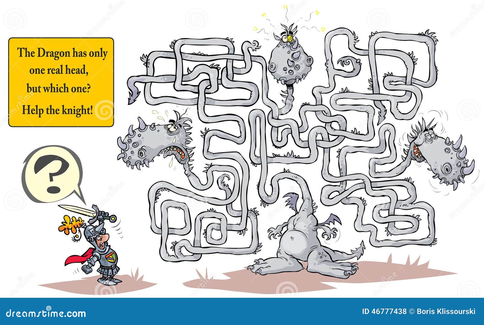 Funny Dragon Maze. stock vector. Illustration of comic - 46777438