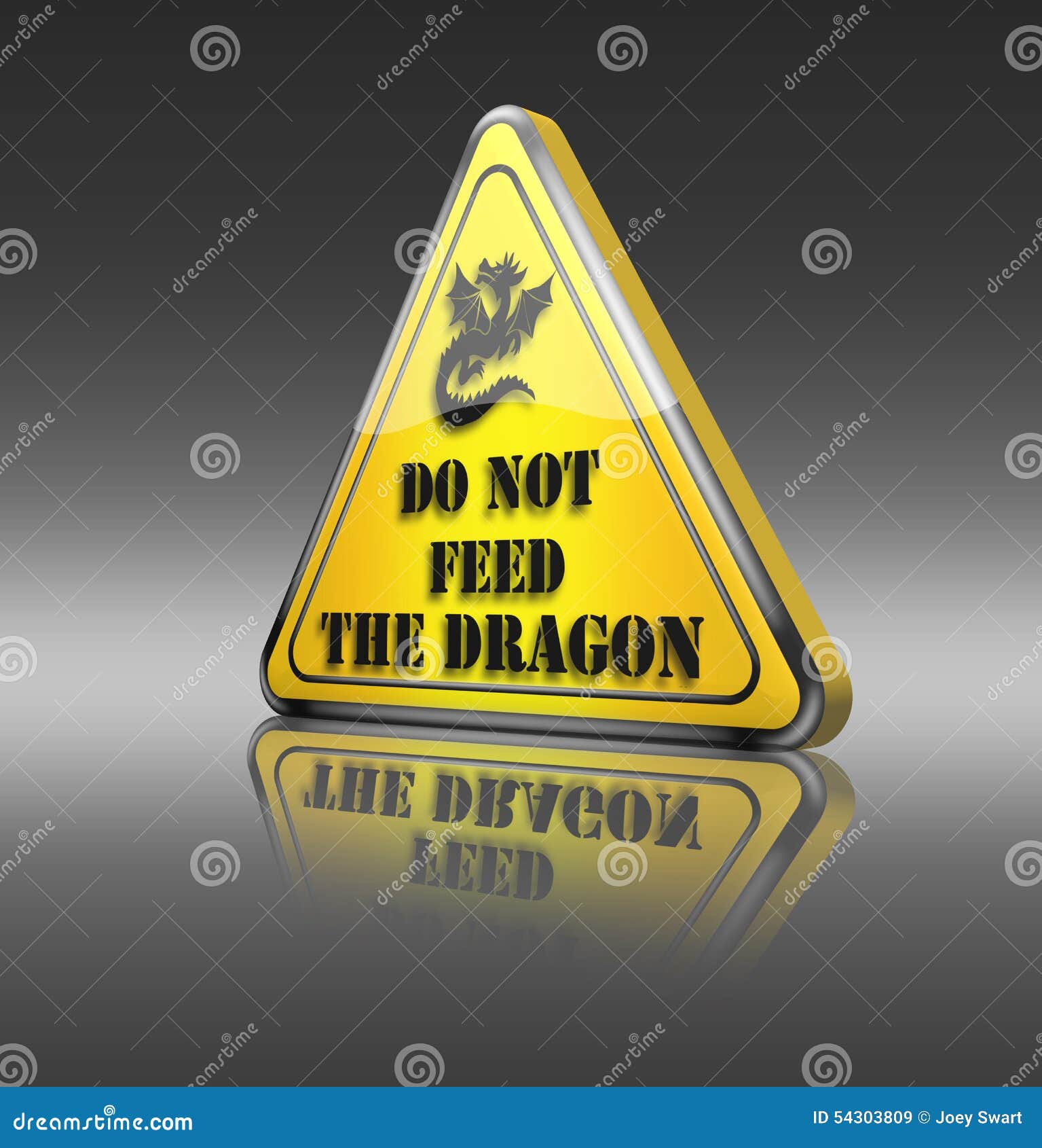 Funny dragon warning sign. stock illustration. Illustration of insignia ...