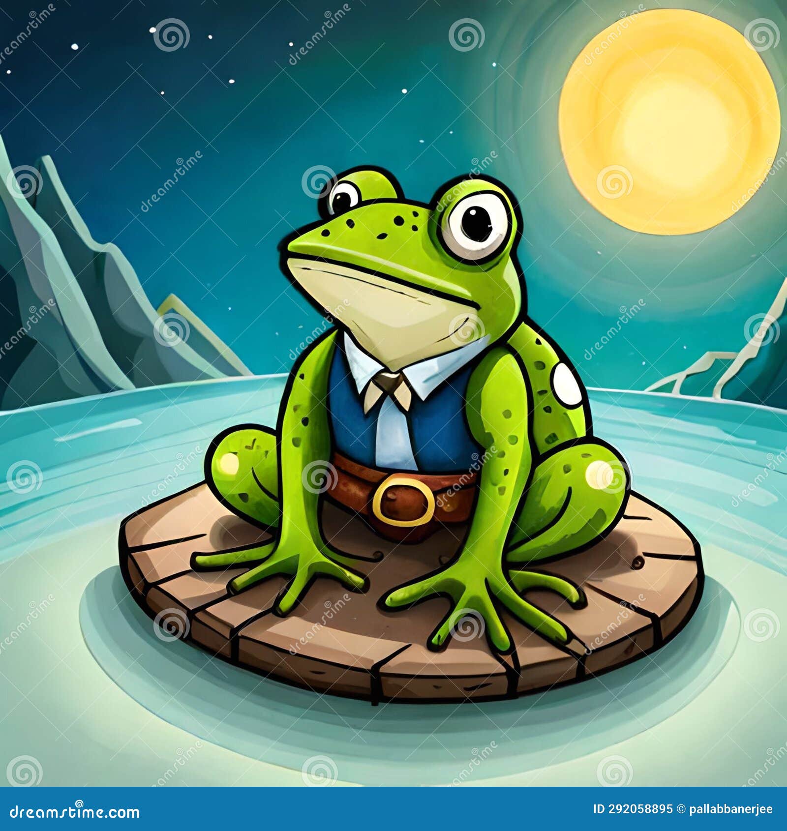 Funny Illutration of Green Frog Stock Illustration - Illustration of ...