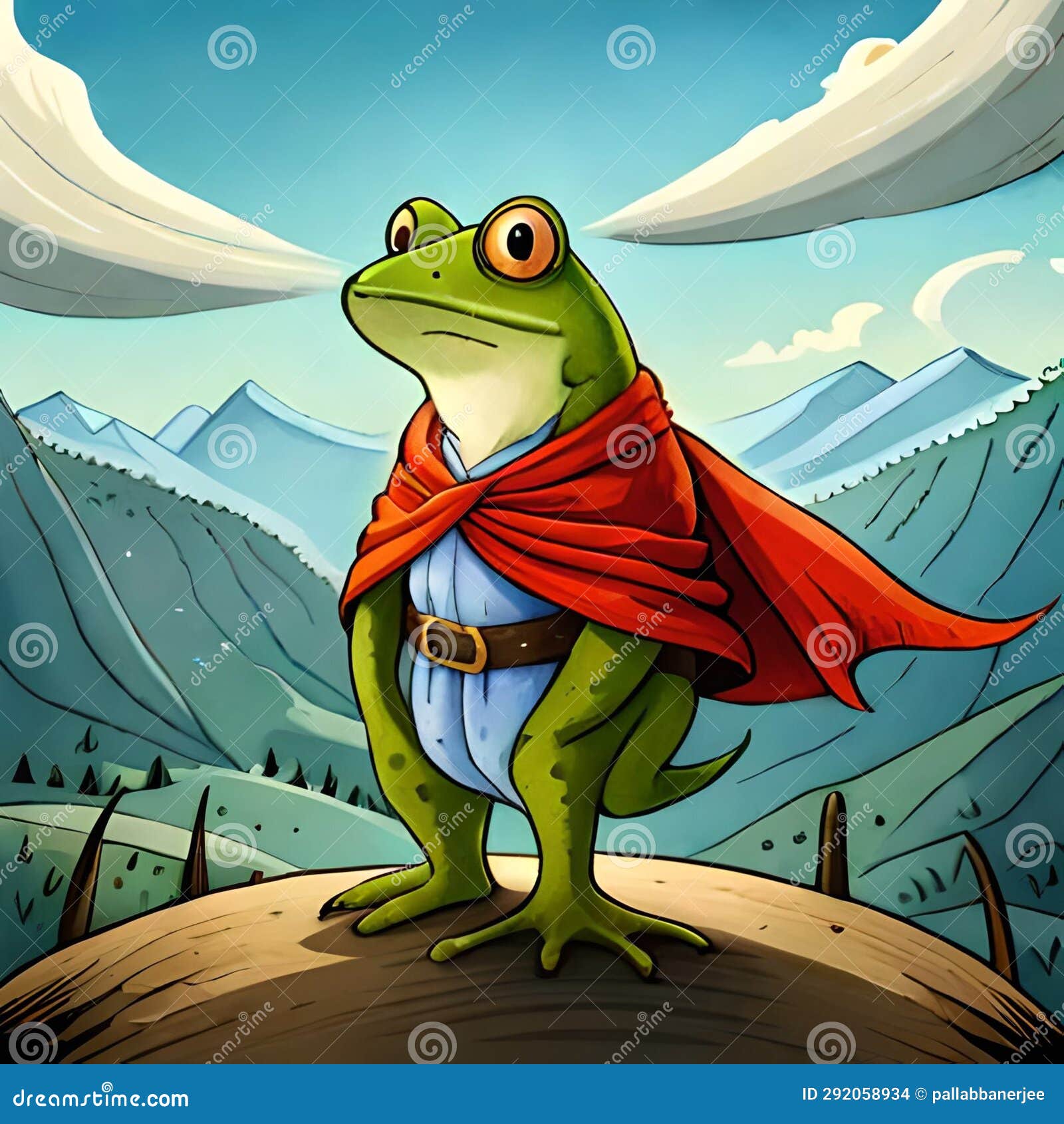 Funny Illutration of Green Frog Stock Illustration - Illustration of ...