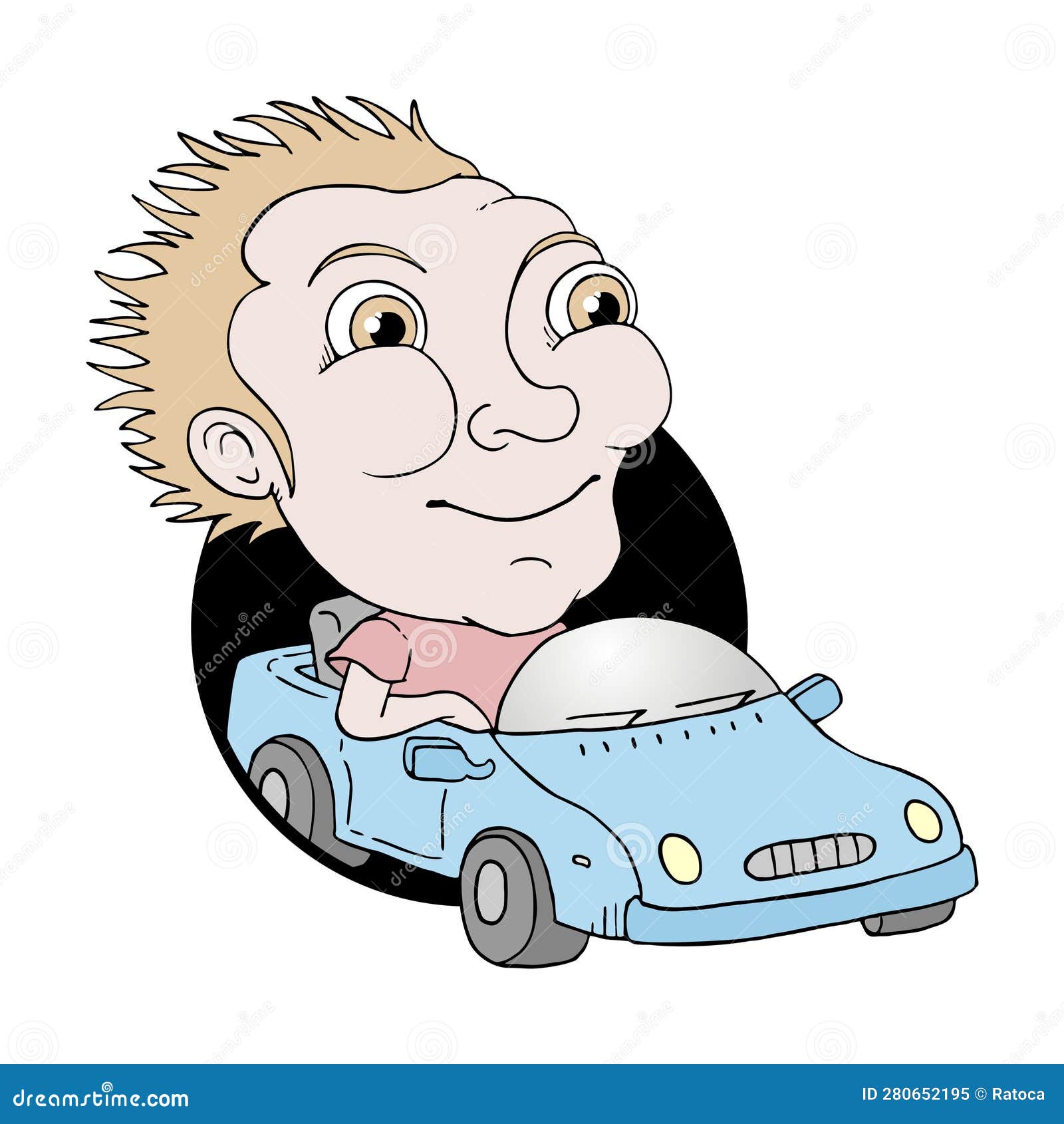 Funny driving man draw stock vector. Illustration of transport - 280652195