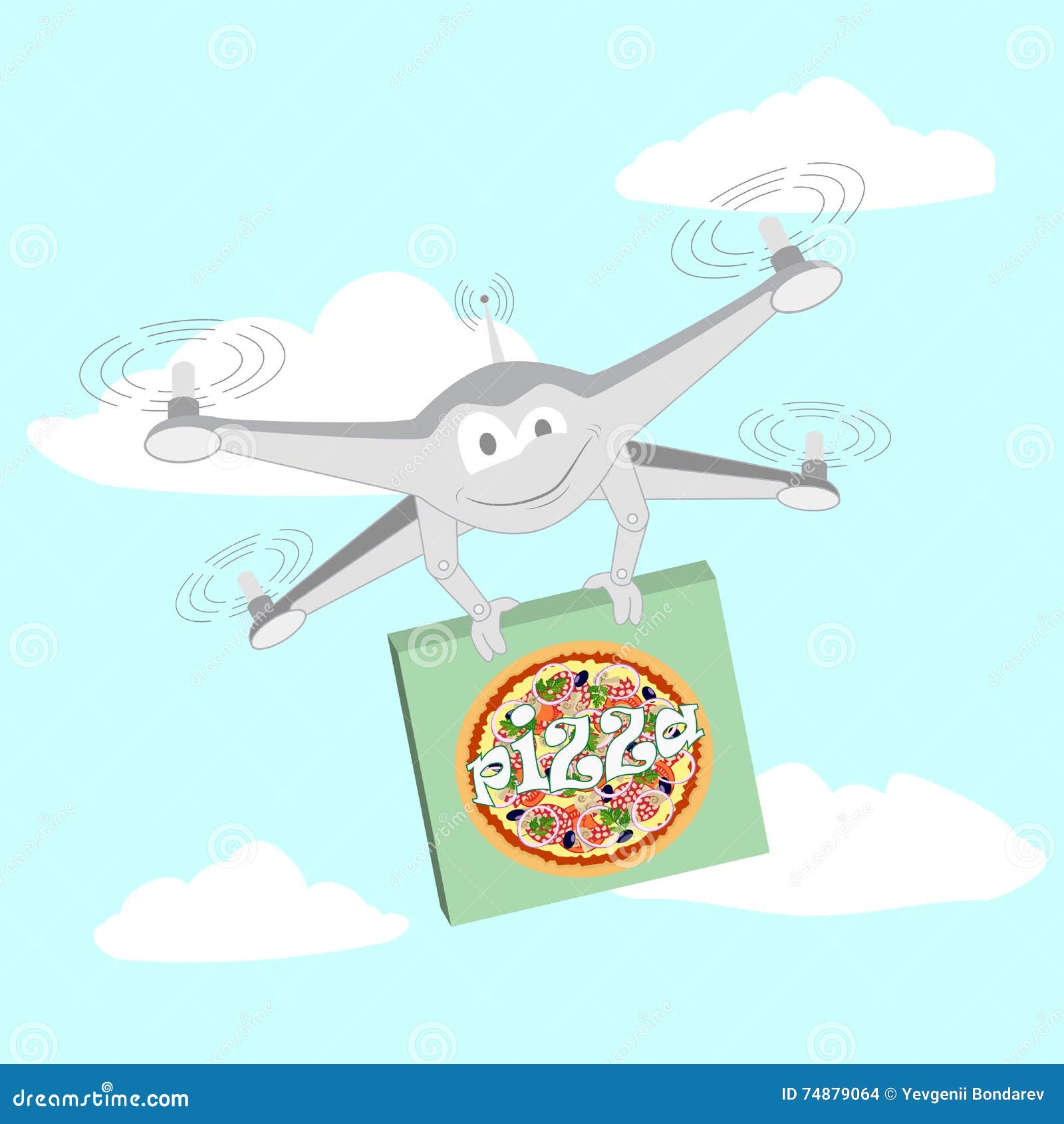 Funny drone. Pizza stock vector. Illustration of plane - 74879064