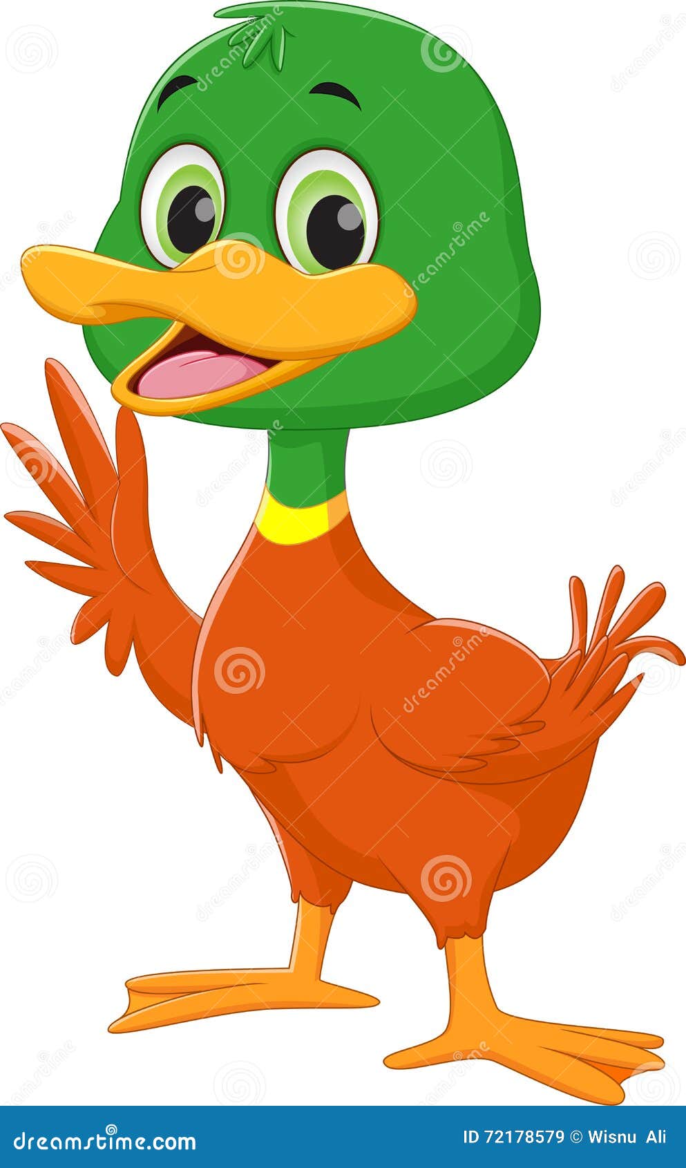 Funny duck cartoon waving stock vector. Illustration of white - 72178579