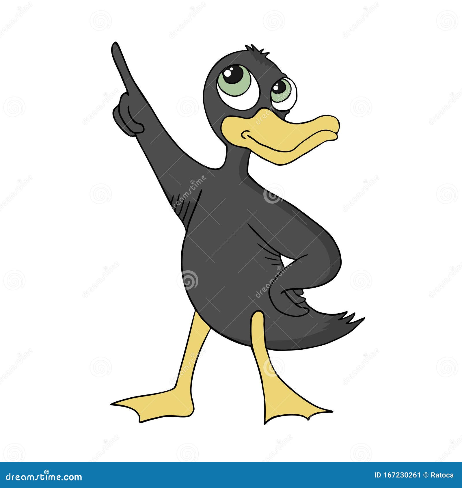 Funny duck illustration stock vector. Illustration of wings - 167230261