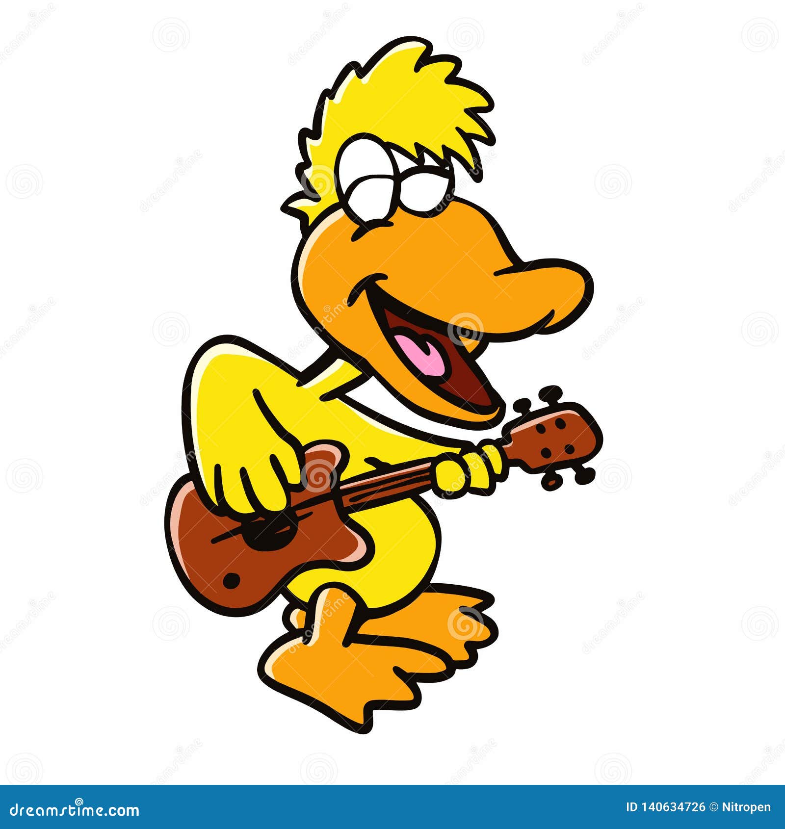 Funny duck playing guitar stock vector. Illustration of artwork - 140634726