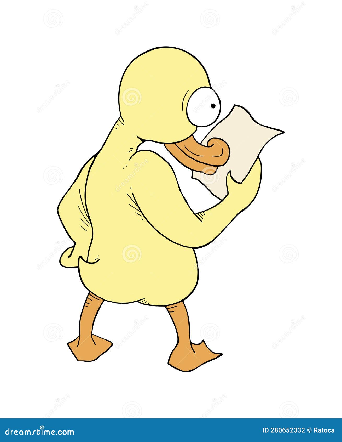 Funny duck reading stock vector. Illustration of vector - 280652332