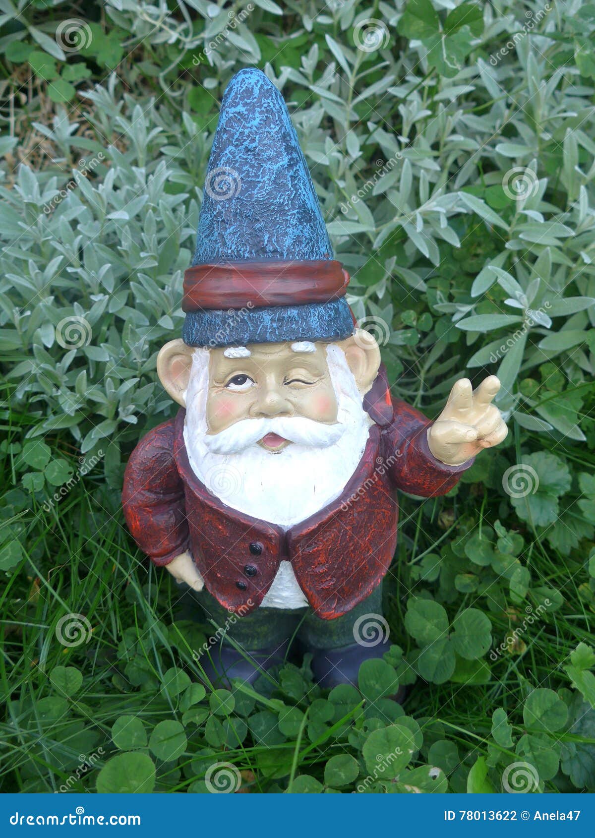 Funny Dwarf Makes Peace Sign Stock Photo - Image of gardening, beard ...