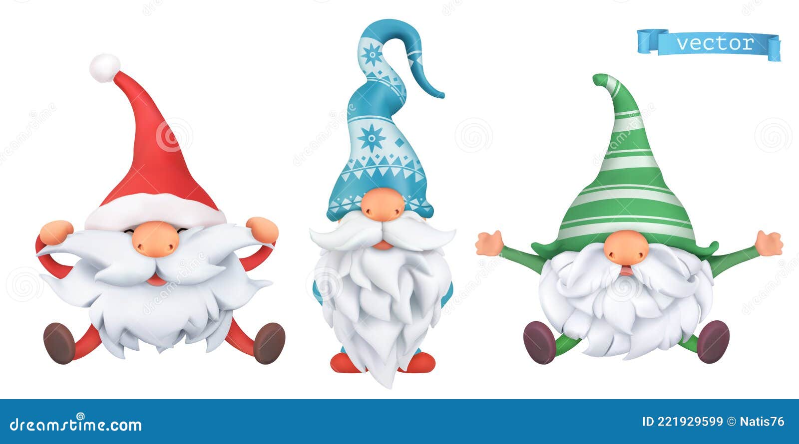 Funny Dwarfs. Christmas 3d Vector Cartoon Characters Stock Vector ...
