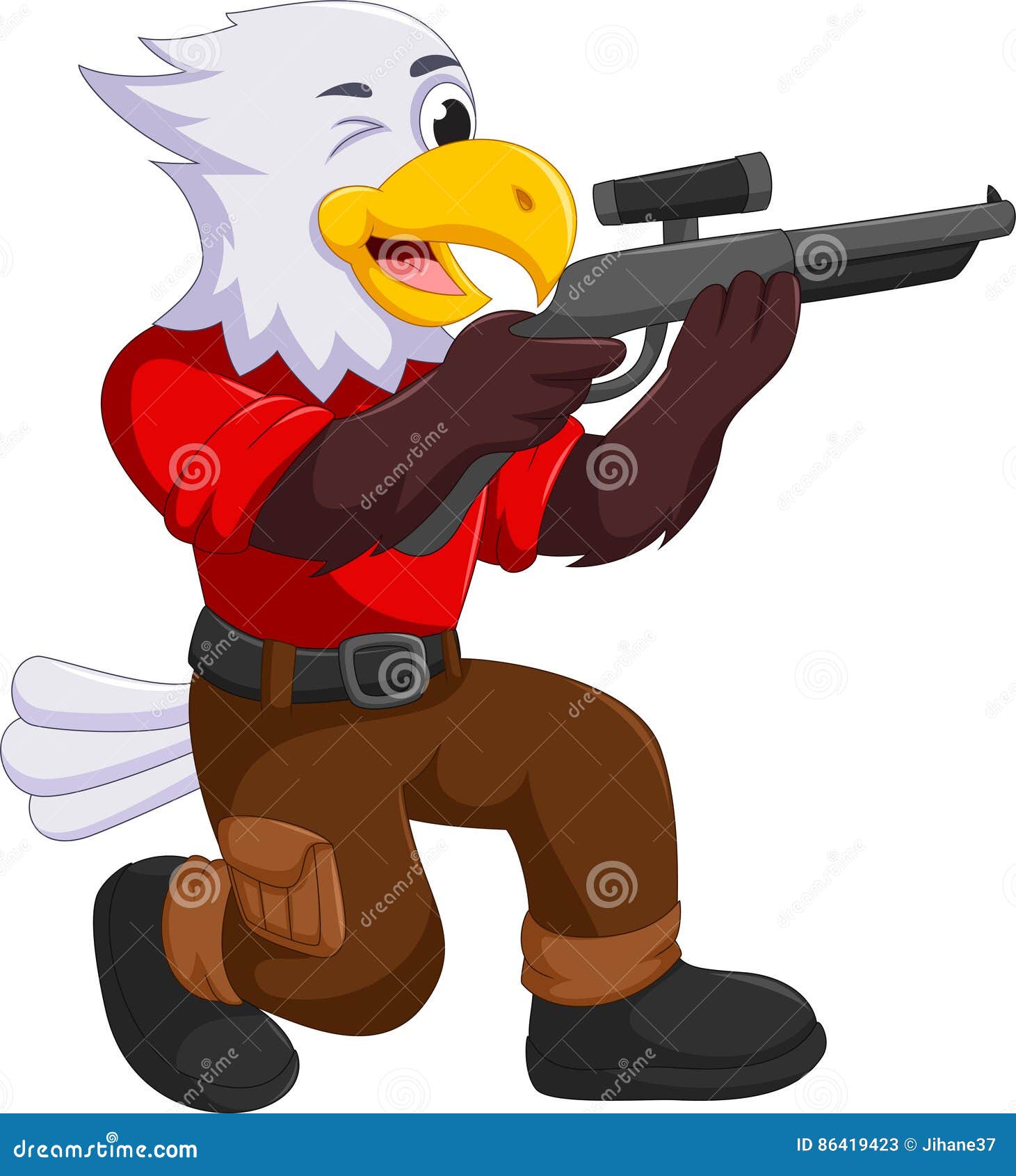 Funny Eagle Cartoon Shooting Stock Illustration - Illustration of wing ...