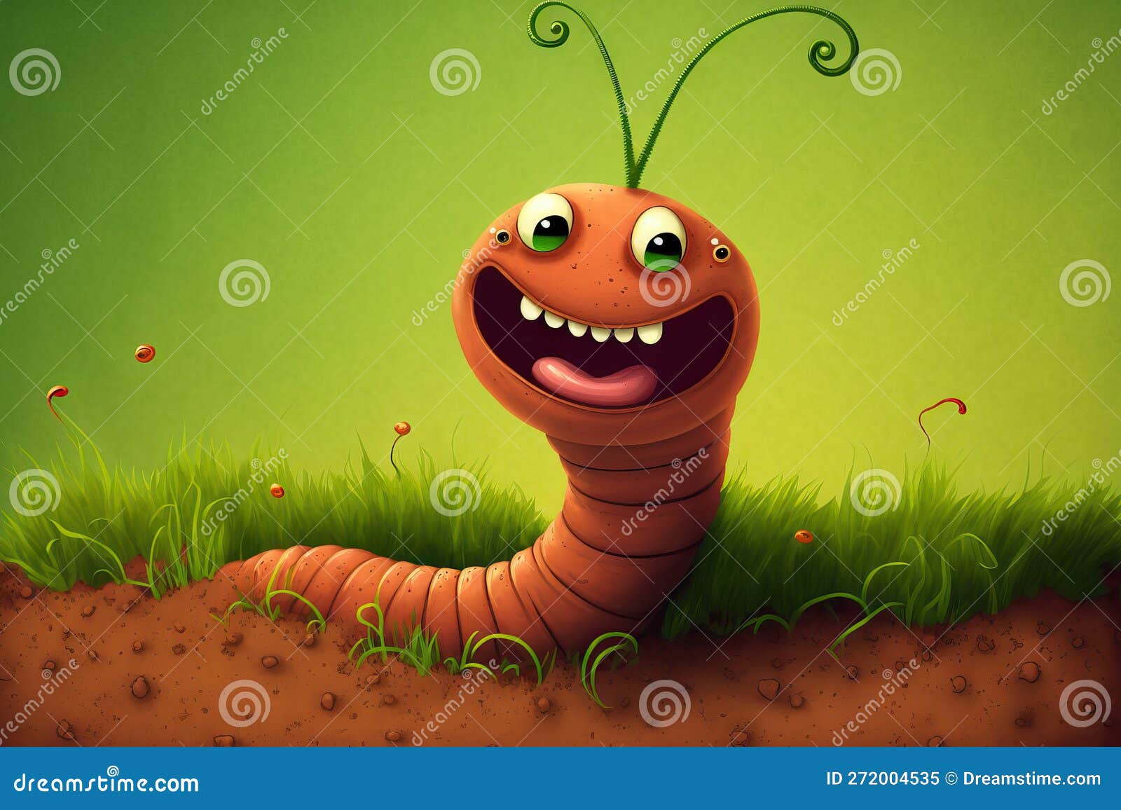 Funny earthworm cartoon stock illustration. Illustration of fishing ...