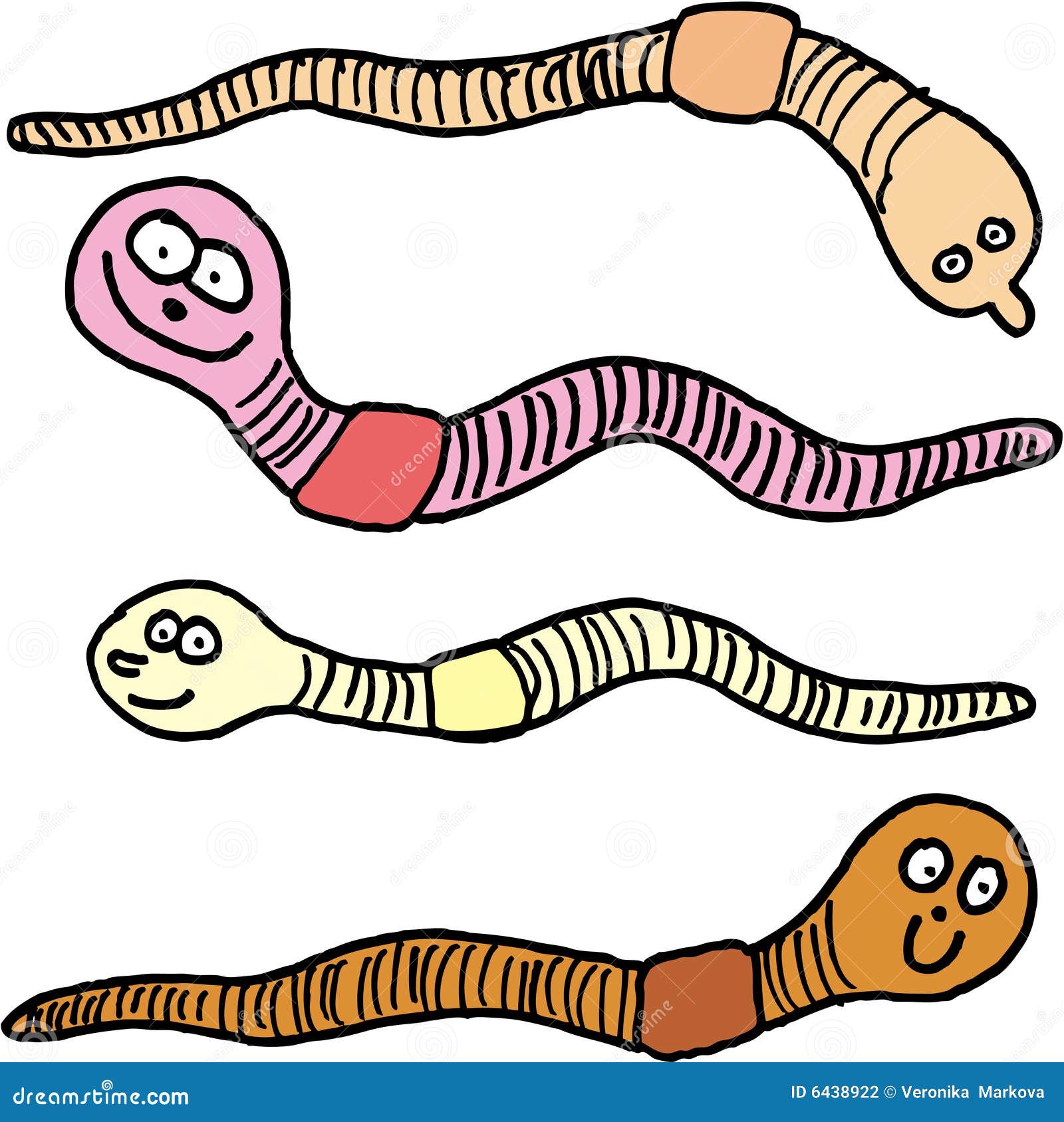 Funny Earthworms Vector Illustration | CartoonDealer.com #6438922