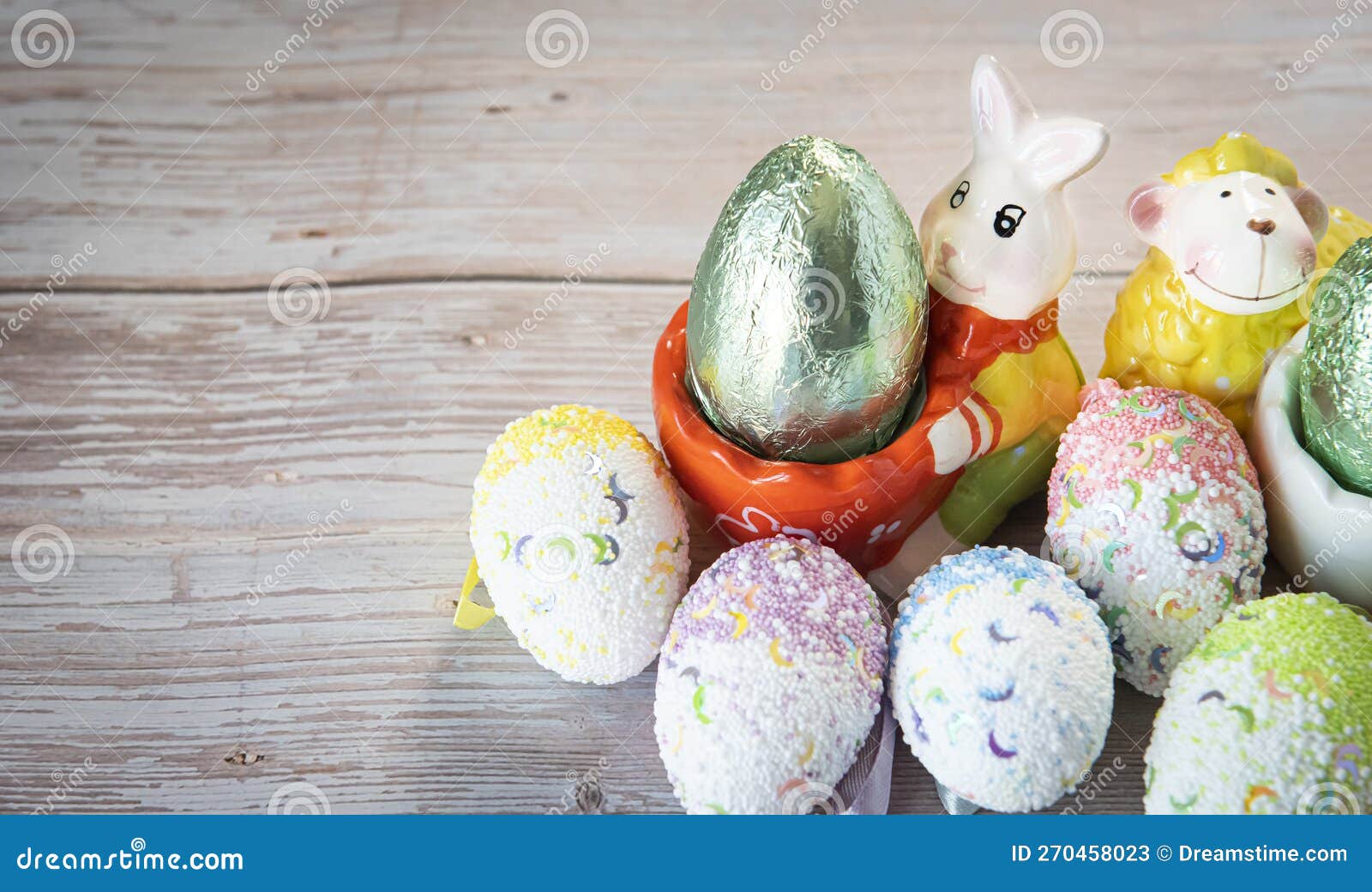 Funny Easter Background with Bunny, Sheep and Easter Eggs. Letter of ...