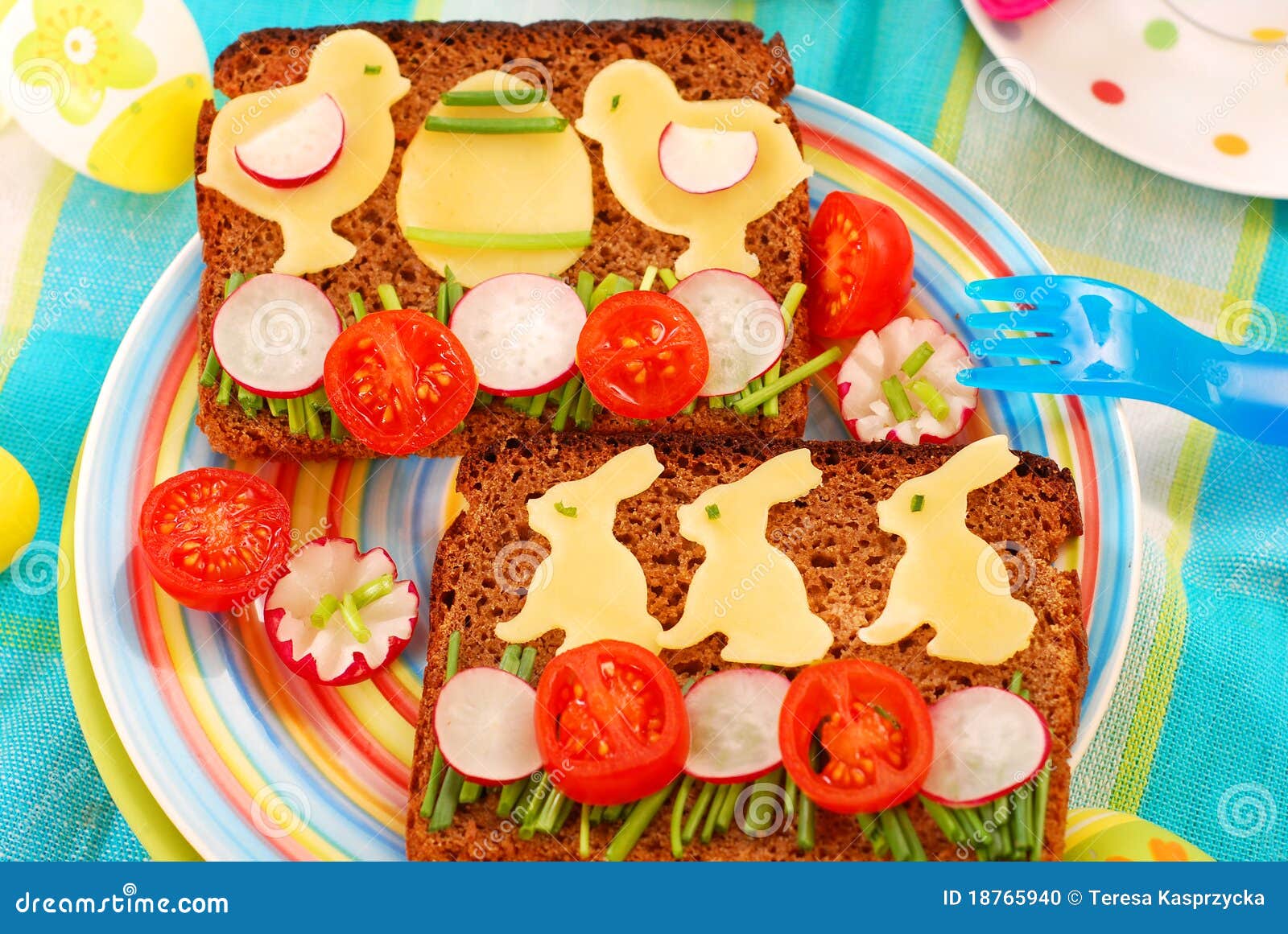 Funny Easter Breakfast for Child Stock Photo - Image of dark, chive ...