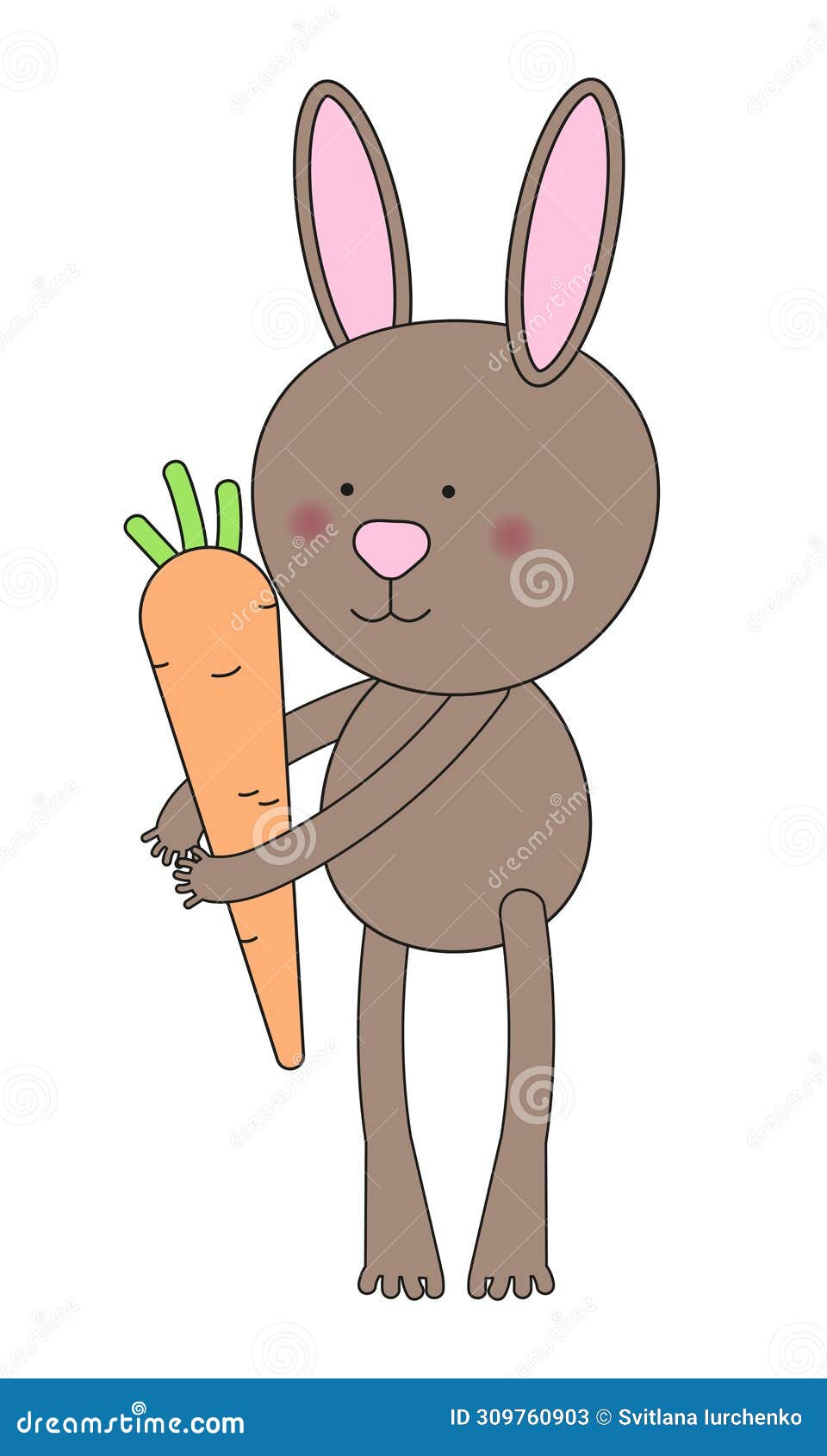 Funny Easter Bunny with Carrot Stock Vector - Illustration of rabbit ...