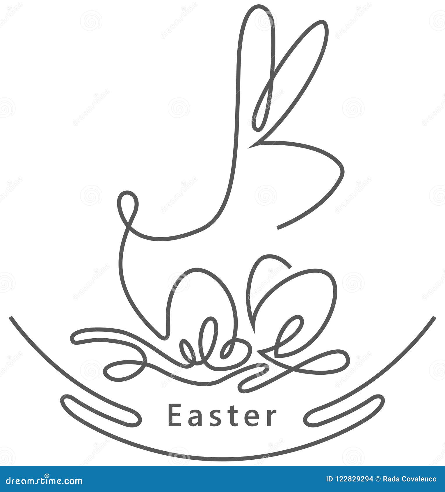 Easter Bunny - Outline Illustration Stock Vector - Illustration of ...