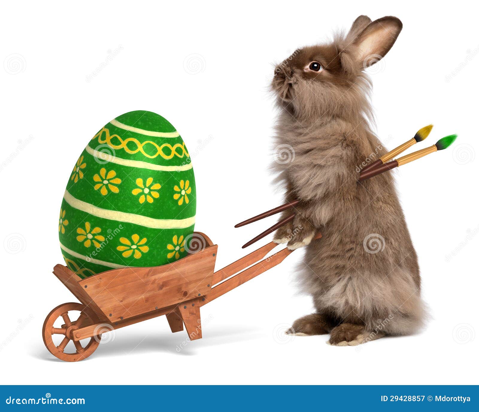 Funny Easter Bunny Rabbit with a Wheelbarrow and G Stock Image - Image ...
