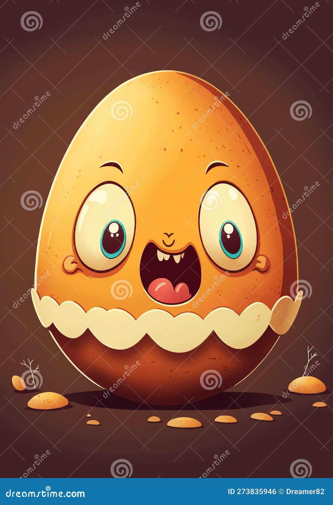 Funny Easter Egg in Cartoon Style Stock Illustration - Illustration of ...