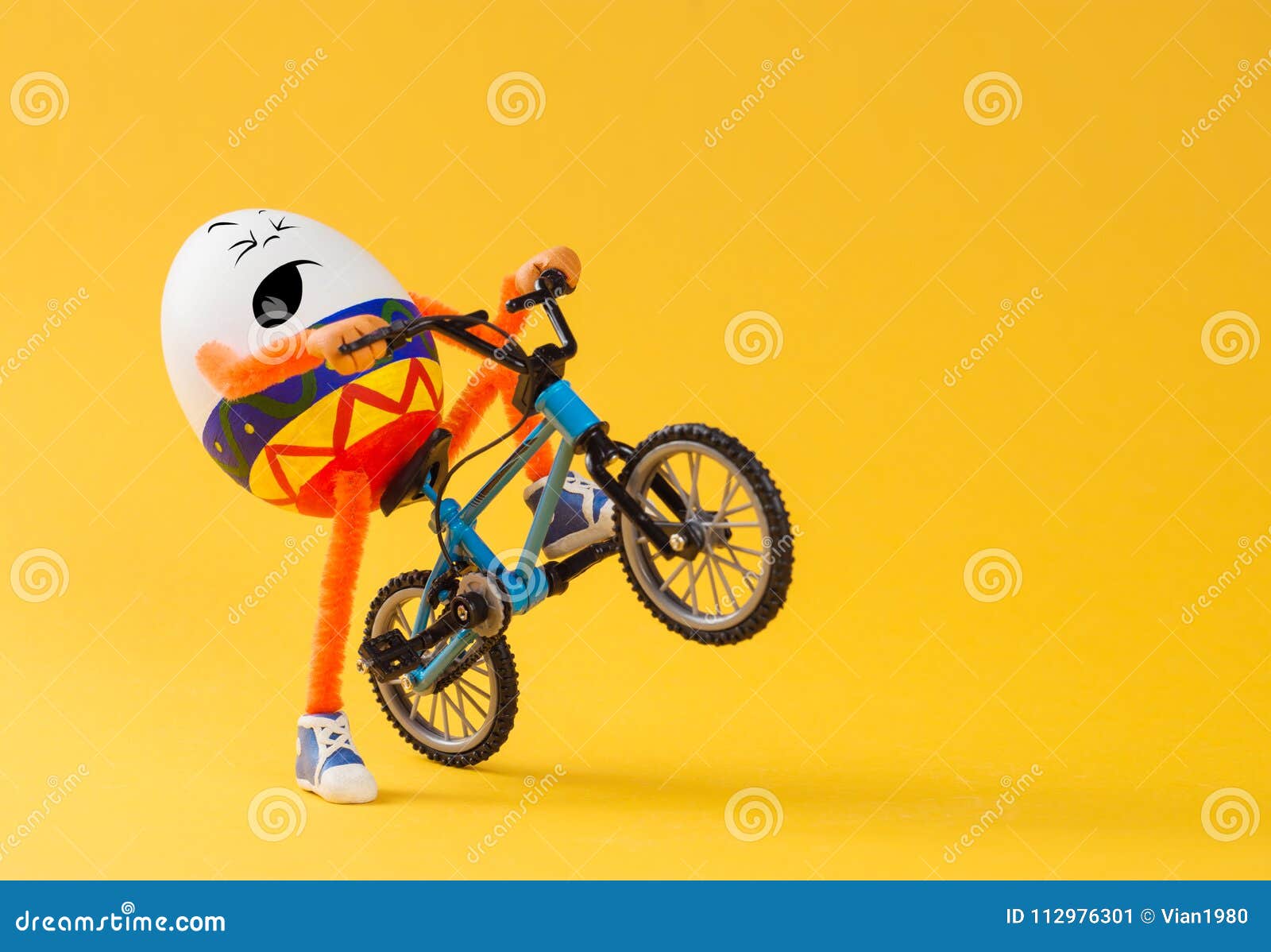 Easter Egg Making Extreme Ride with Miniature Bicycle Stock Image ...