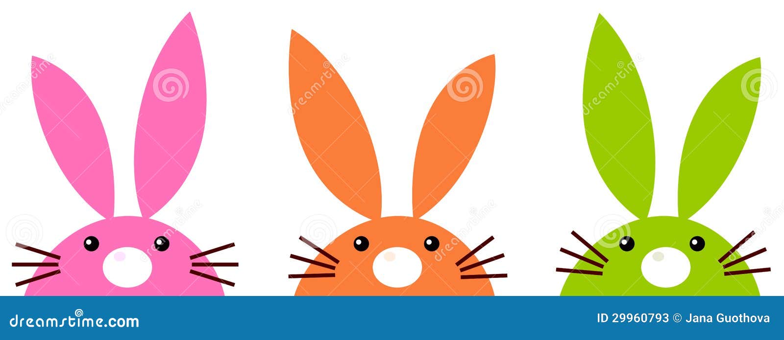 Cute Simple Easter Bunnies Set Isolated on White Stock Vector ...