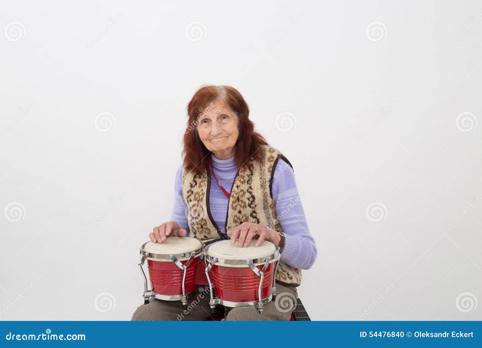 Funny Elderly Lady Playing Bongo Stock Photo - Image of crazy, music ...
