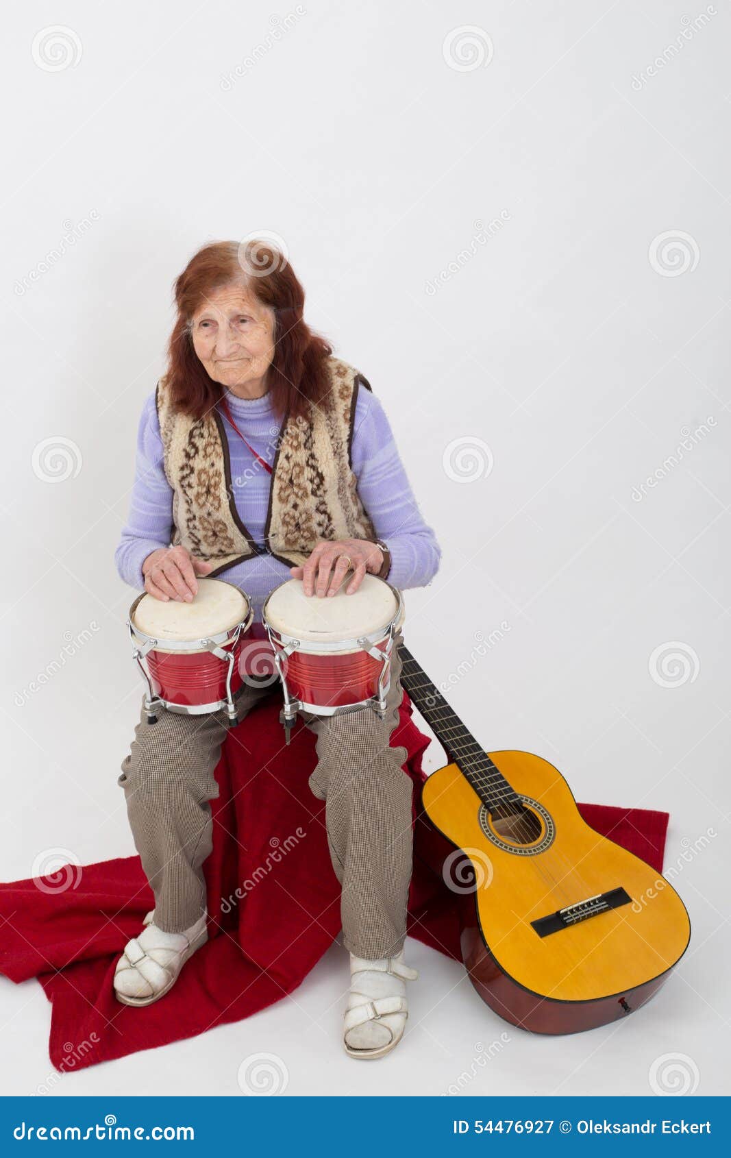Funny Elderly Lady Playing Bongo Stock Image - Image of african ...