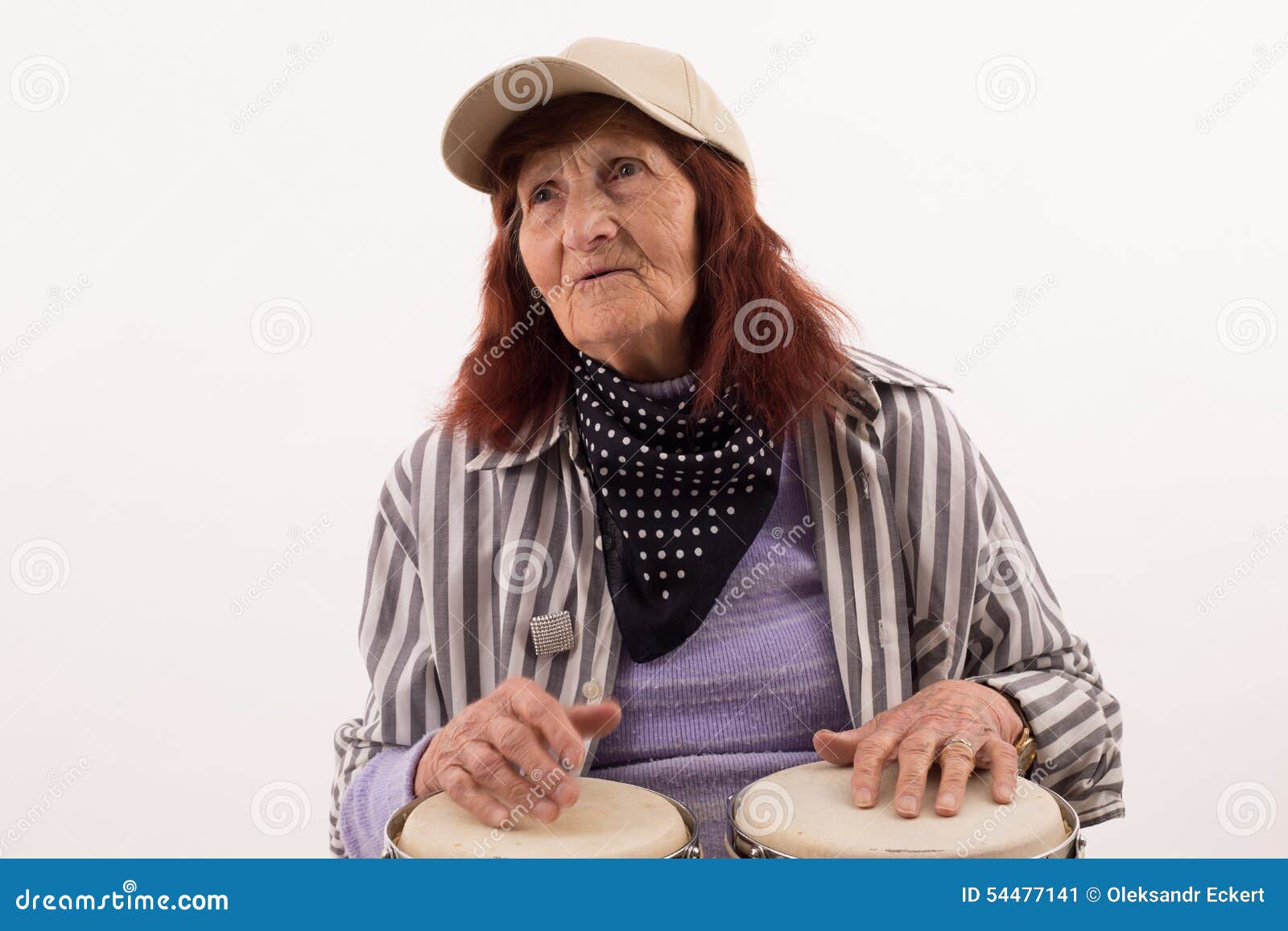 Funny Elderly Lady Playing Bongo Stock Image - Image of cute, musician ...