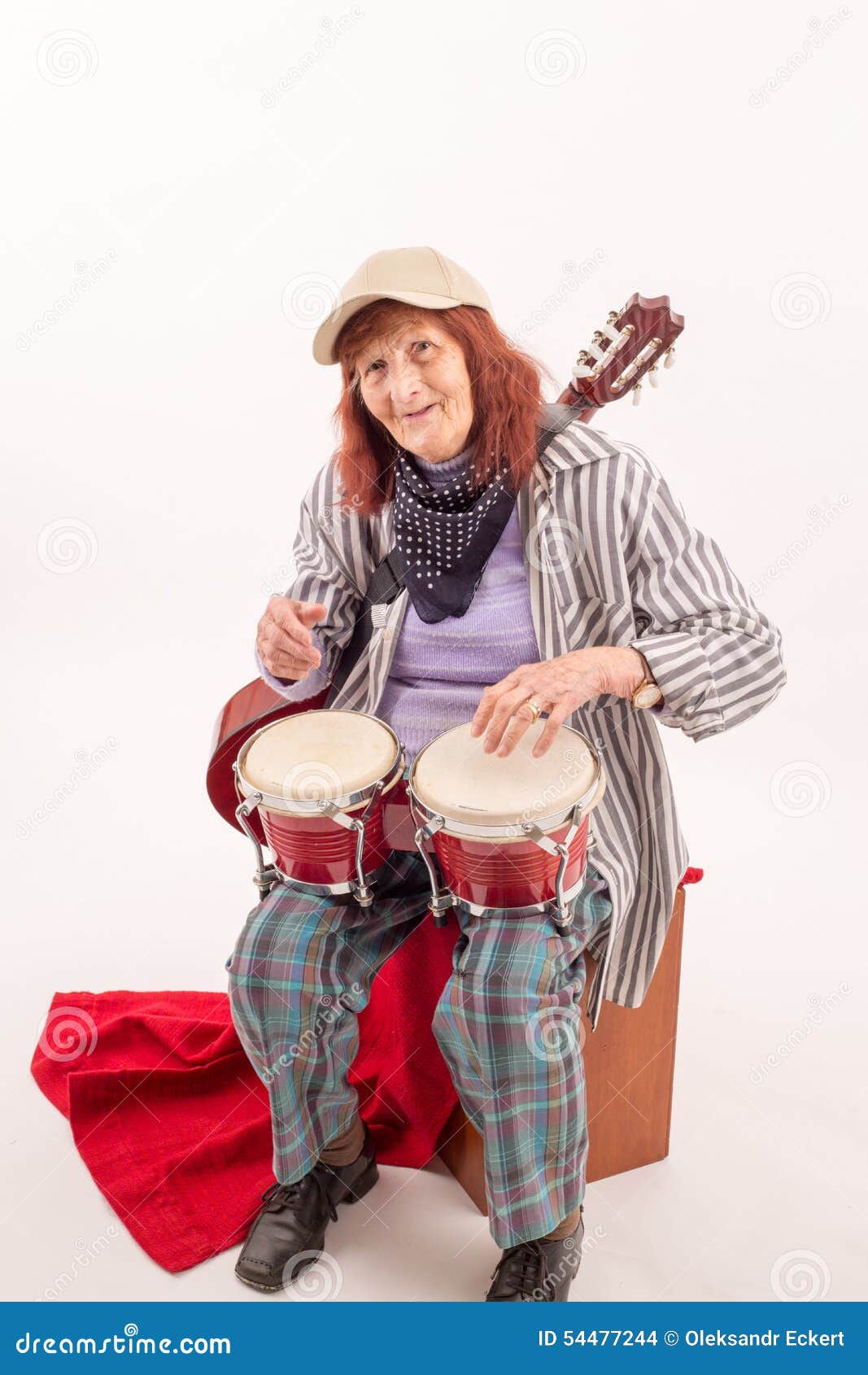 Funny Elderly Lady Playing Bongo Stock Photo - Image of drummer, crazy ...