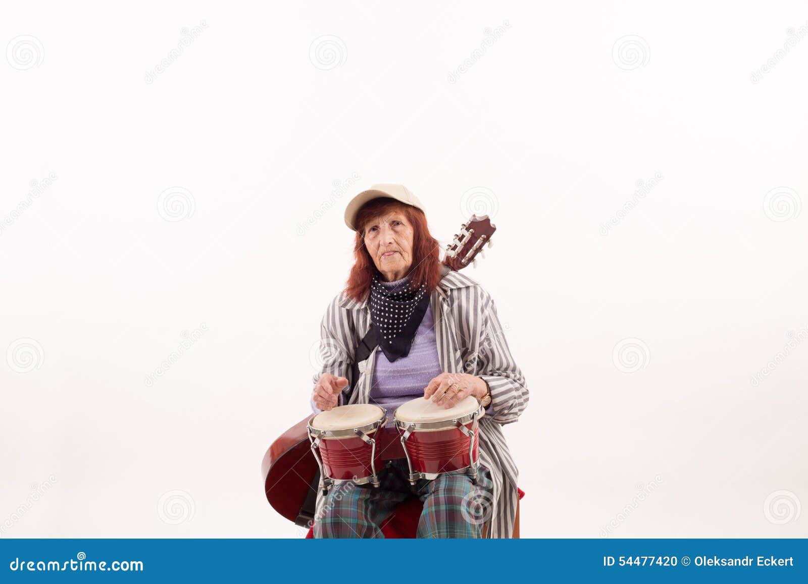 Funny Elderly Lady Playing Bongo Stock Photo - Image of cute, happy ...