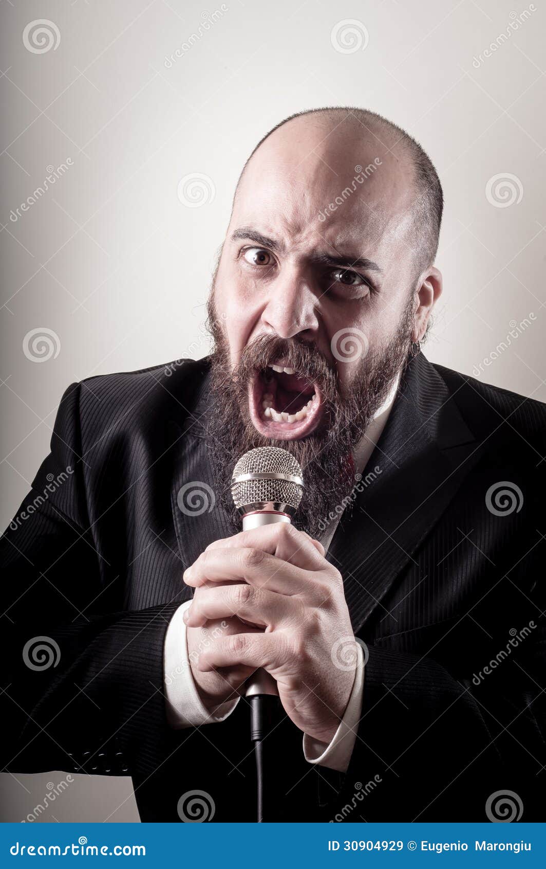 Funny Elegant Singer Bearded Stock Image - Image of peculiar, angry ...