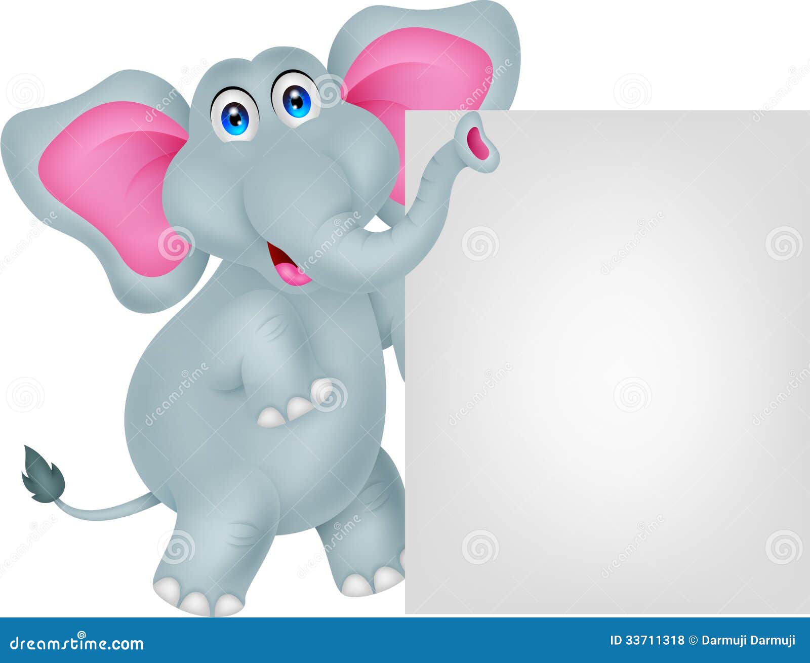 Funny Elephant Cartoon With Blank Sign Vector Illustration ...