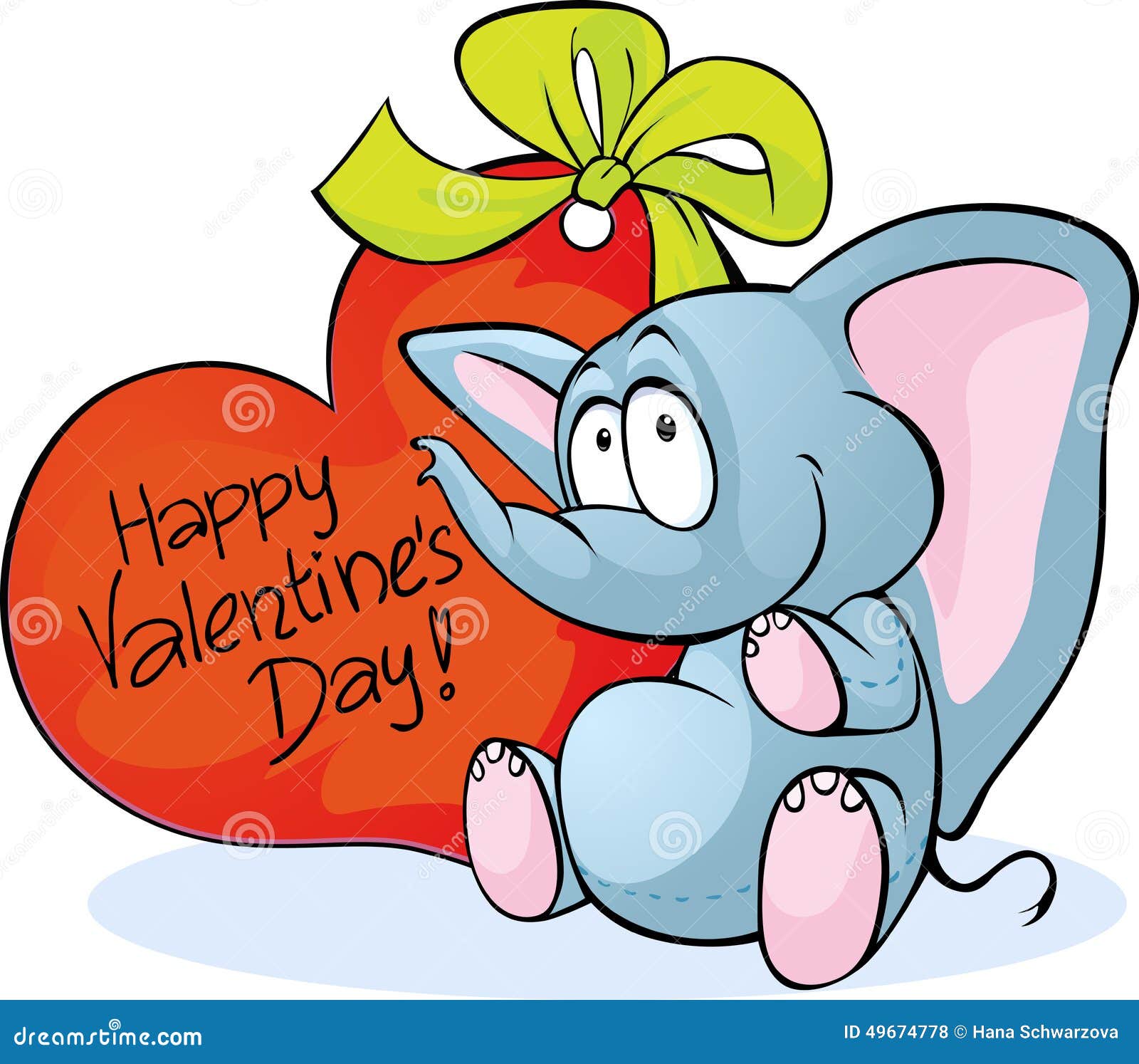 Funny Elephant with Red Heart Stock Vector - Illustration of blue ...