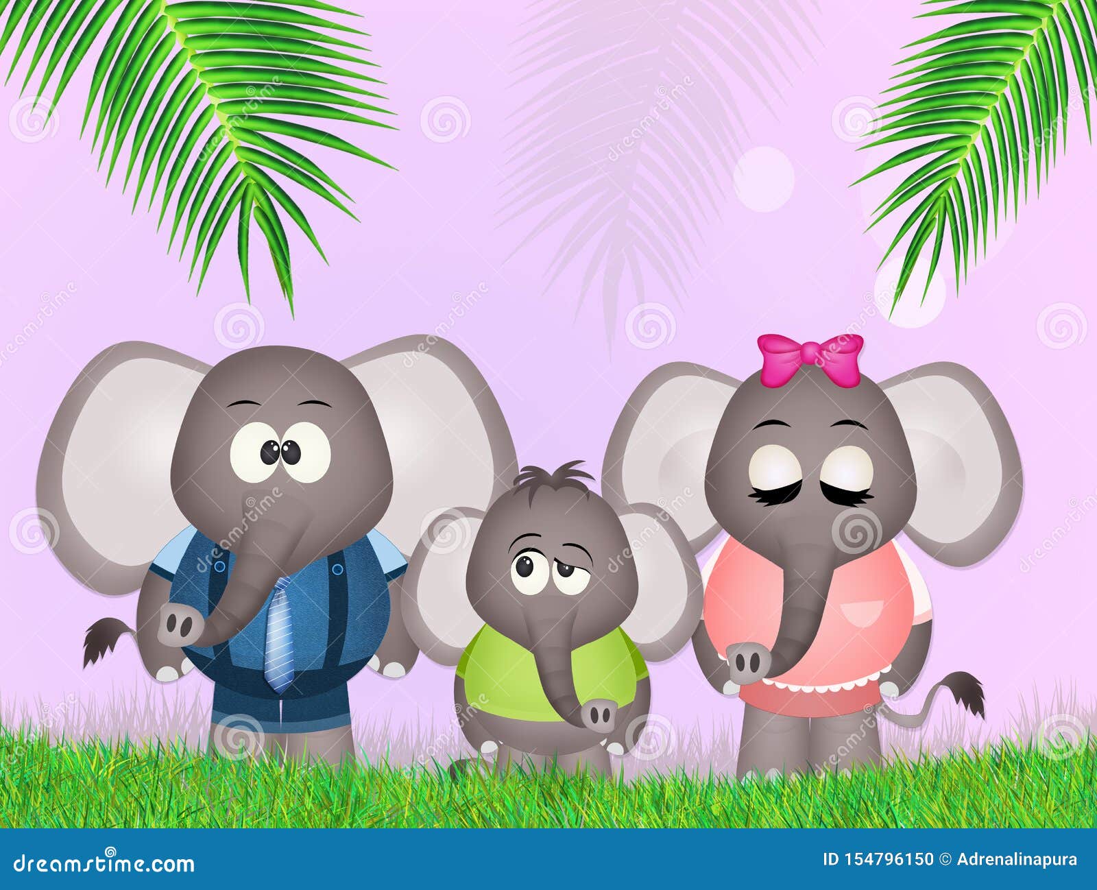 Elephants Family African Animals Line Drawing Cartoon Vector ...