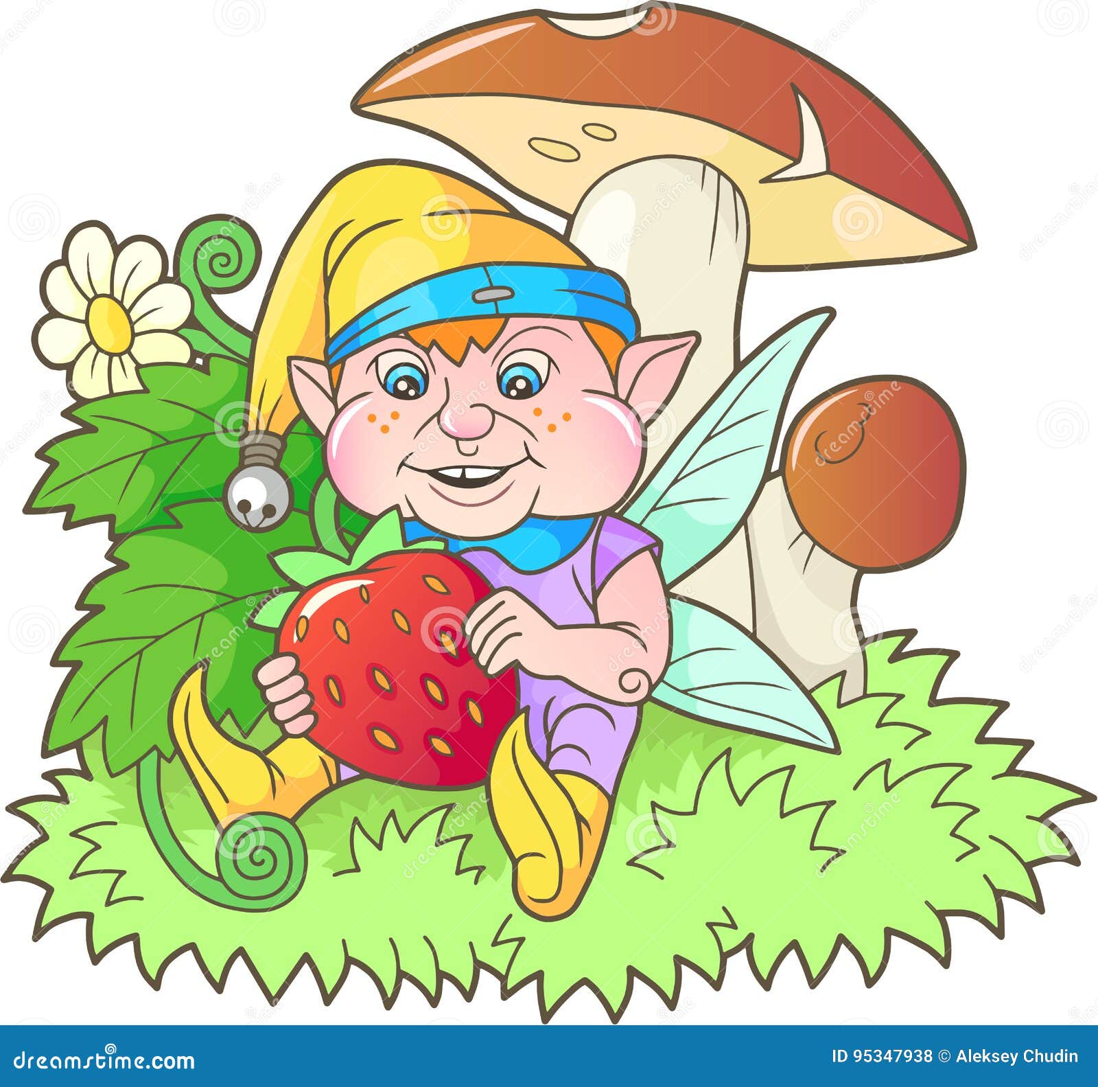 Funny Elf about To Eat a Berry Stock Vector - Illustration of tale ...
