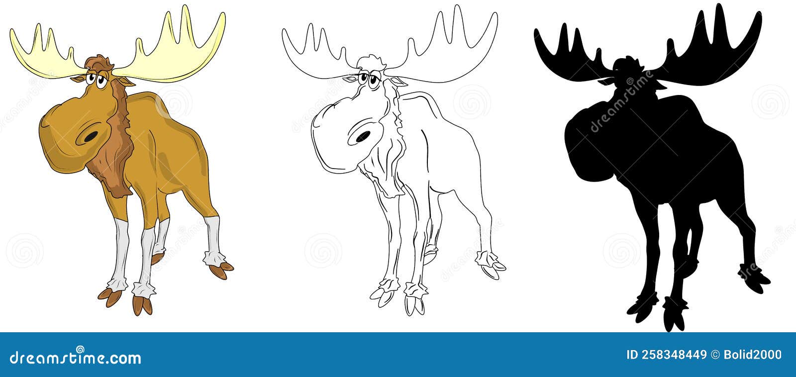 Funny elk cartoon stock illustration. Illustration of hunting - 258348449