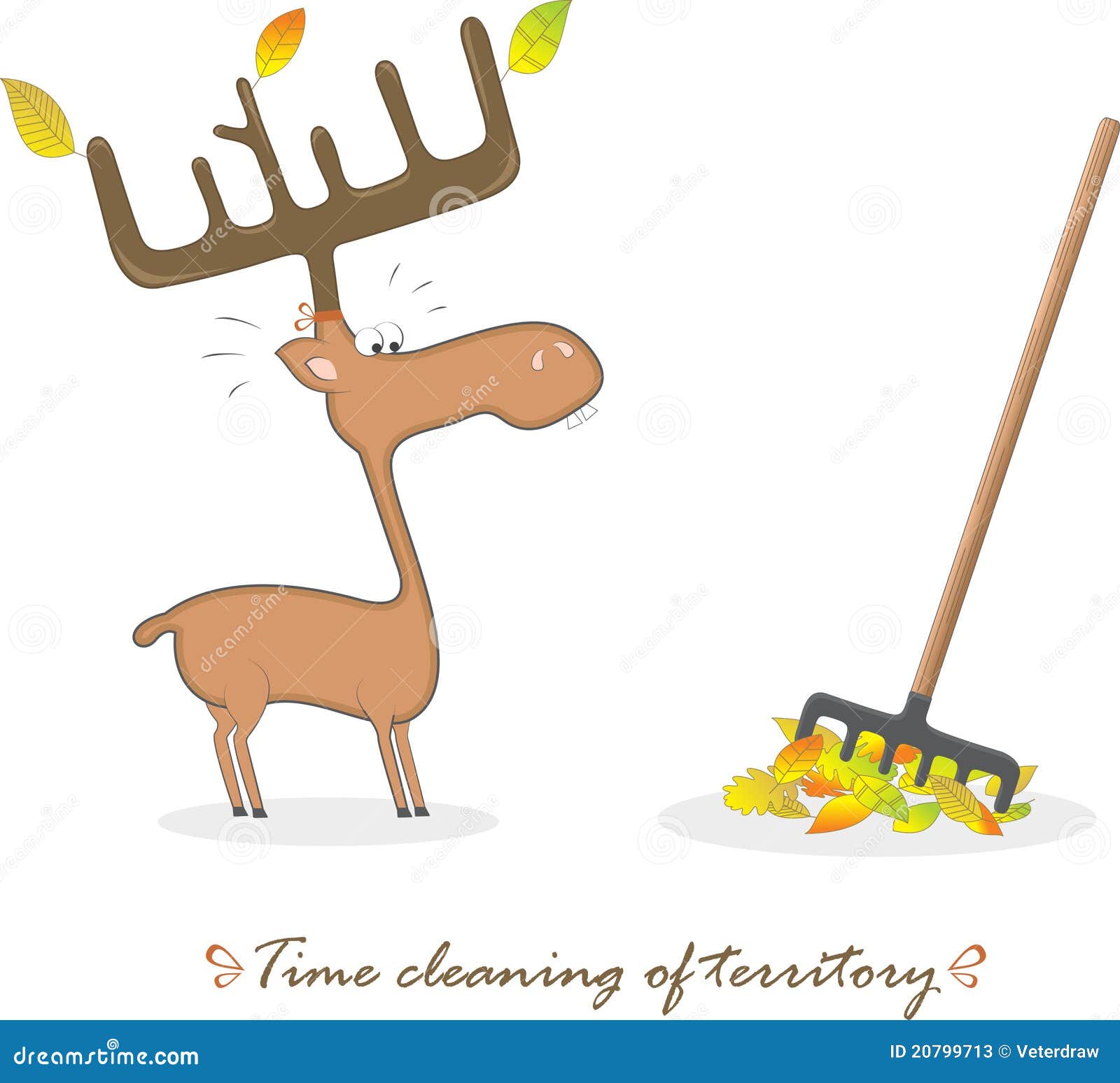 Funny Elk and Rake, Vector Illustration Stock Vector - Illustration of ...