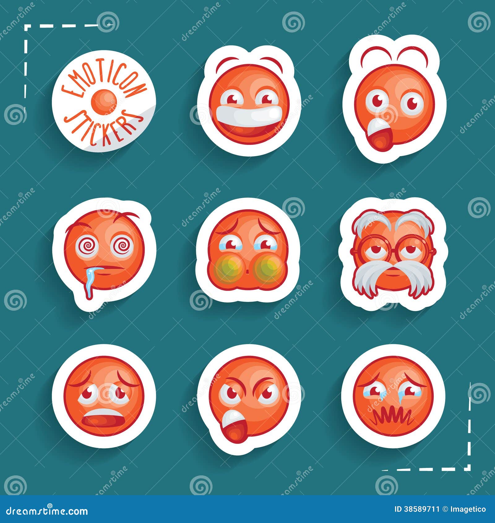 Funny Emoticon Stickers stock vector. Illustration of joyful - 38589711